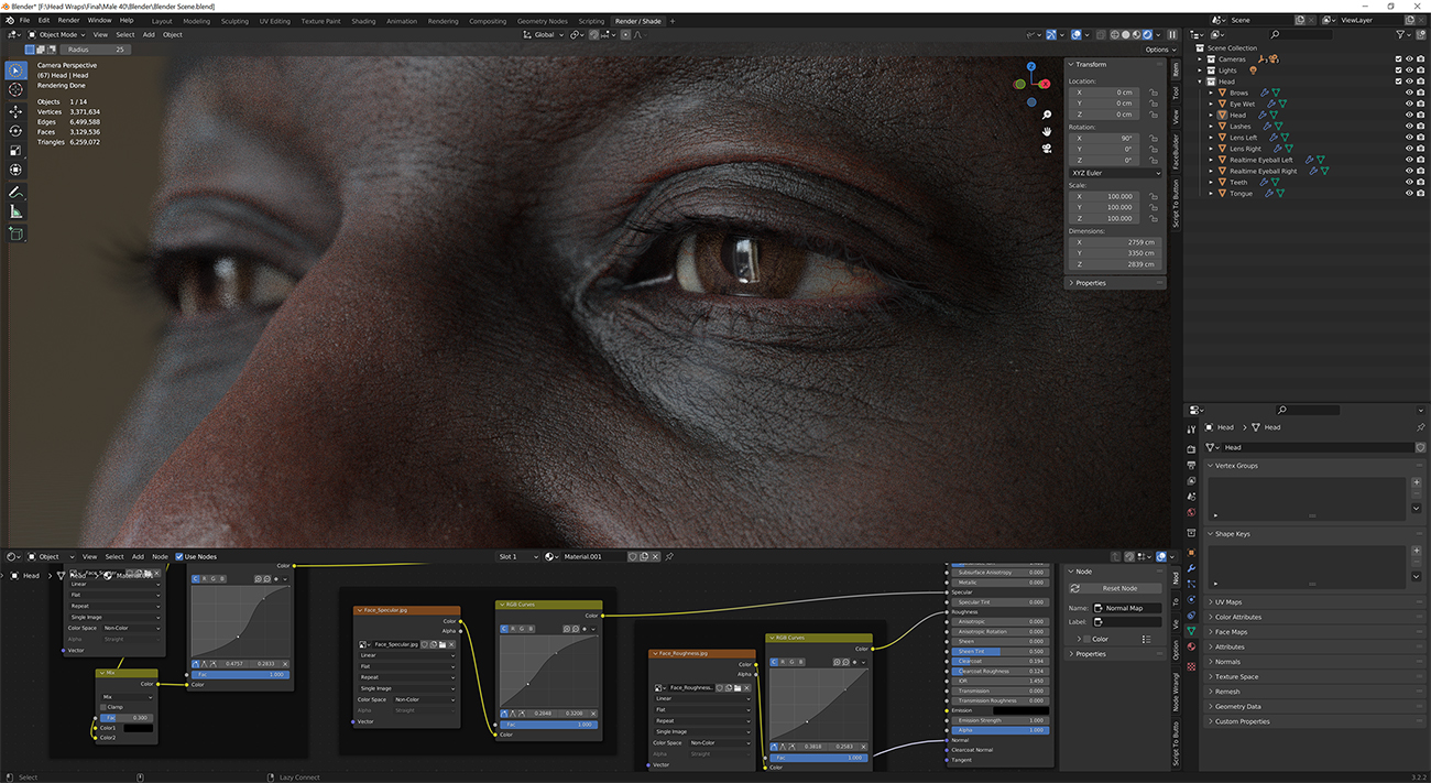 HD Male 3D Head Model 40
