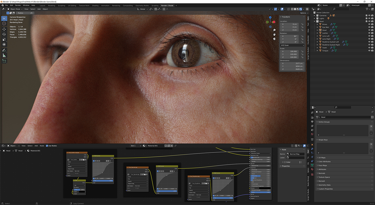 HD Male 3D Head Model 41