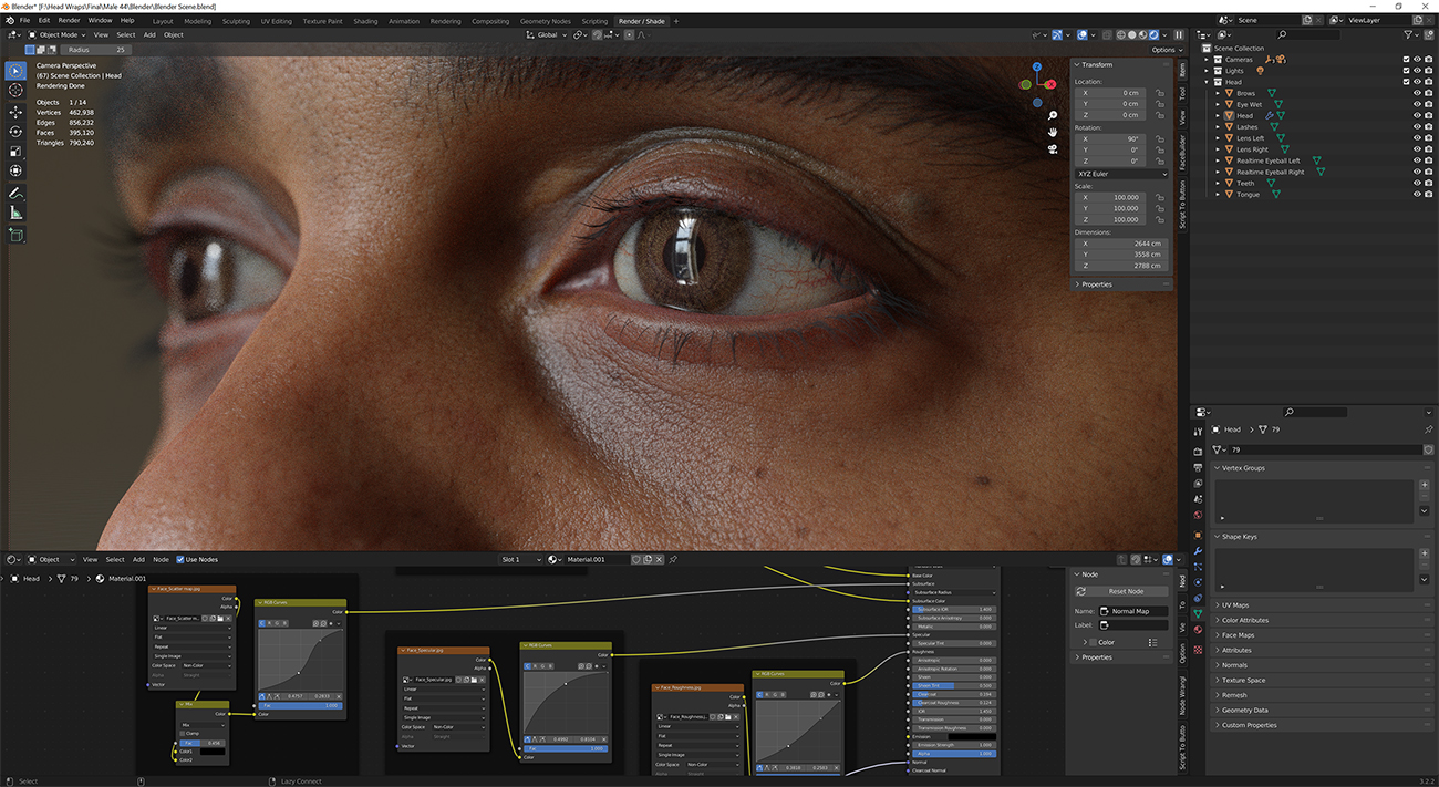 HD Male 3D Head Model 44