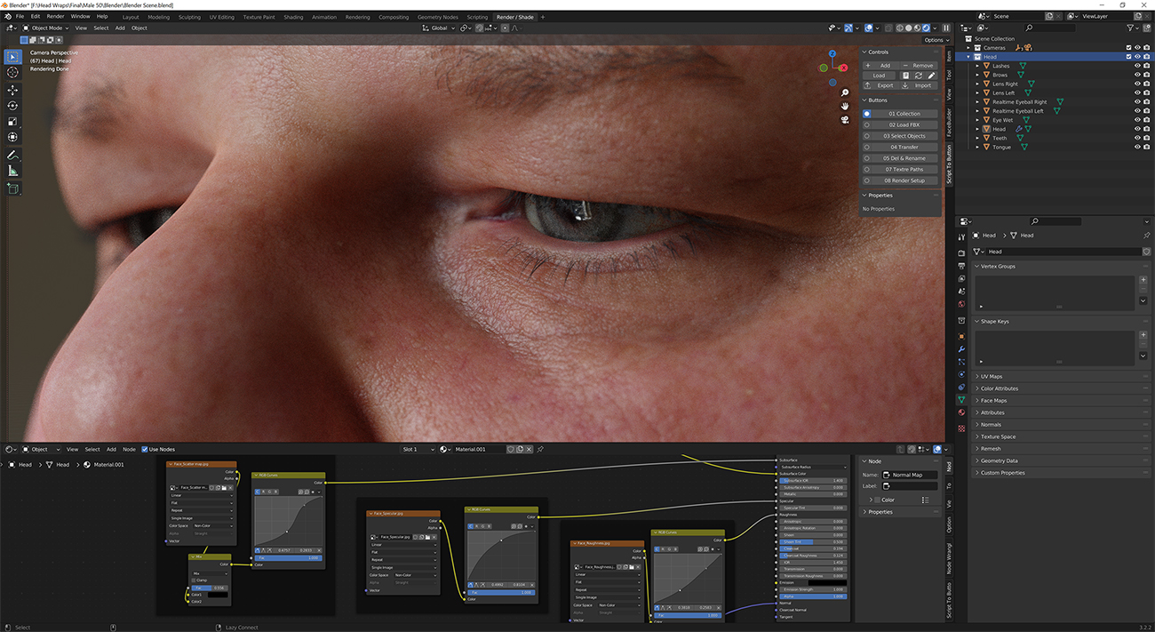 HD Male 3D Head Model 50