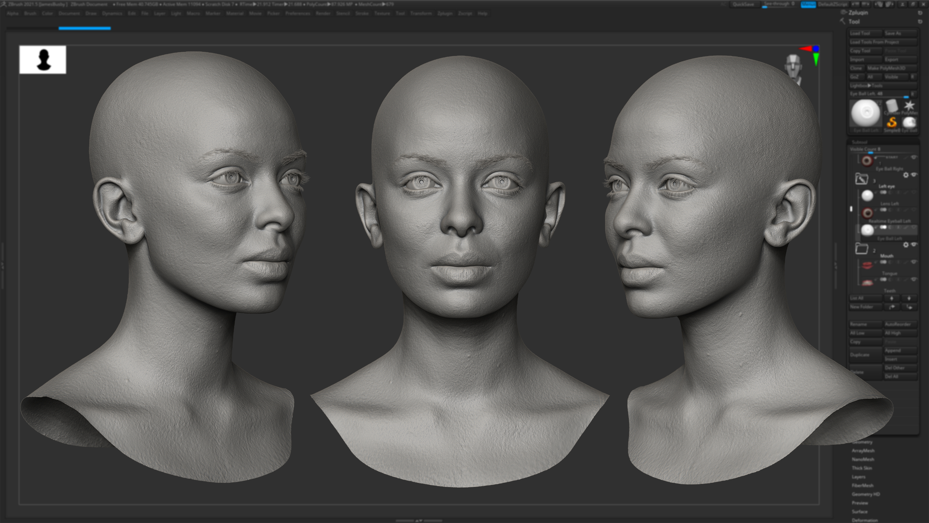 HD Female Head Model 09