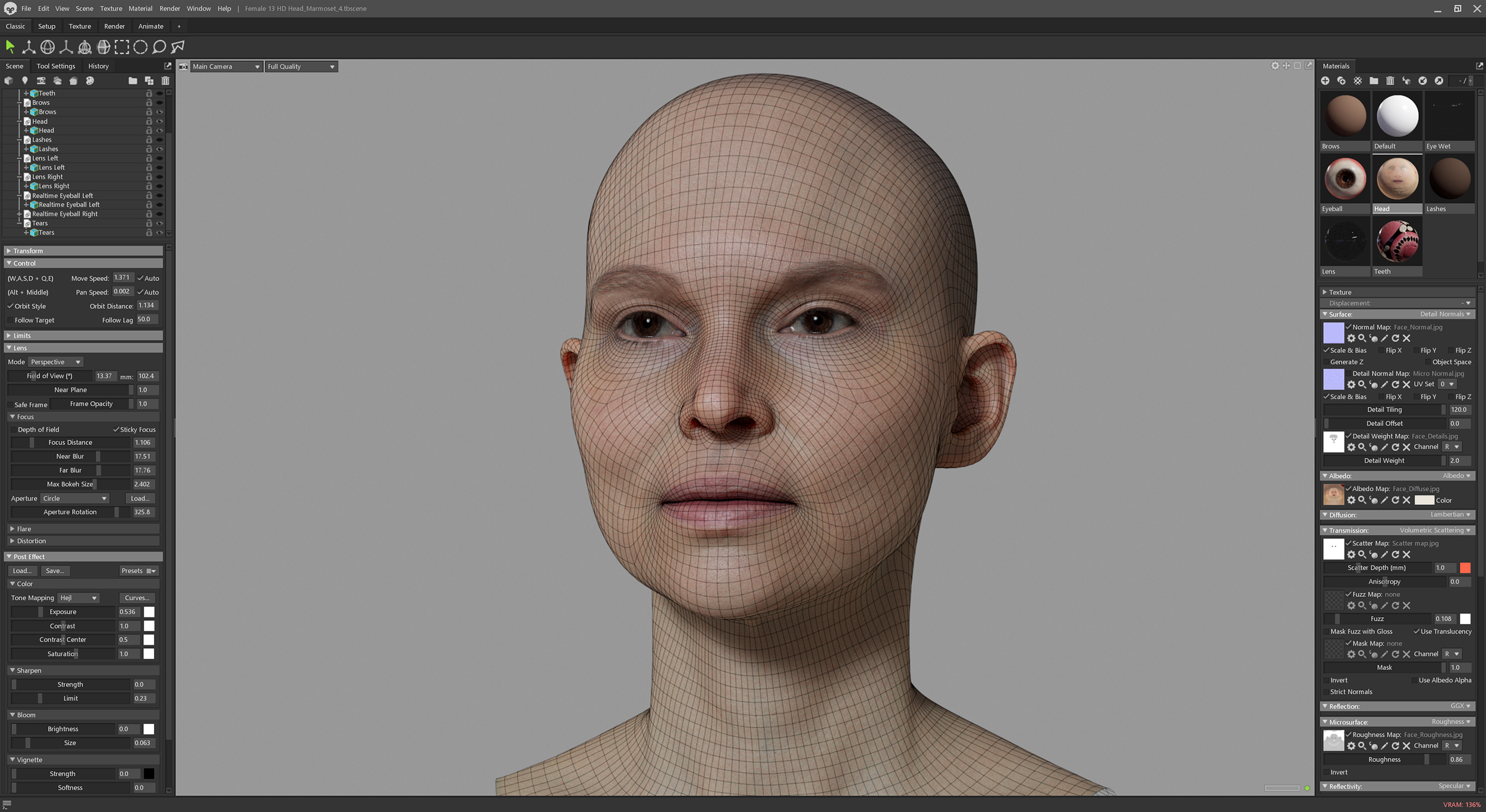 HD Female Head Model 13