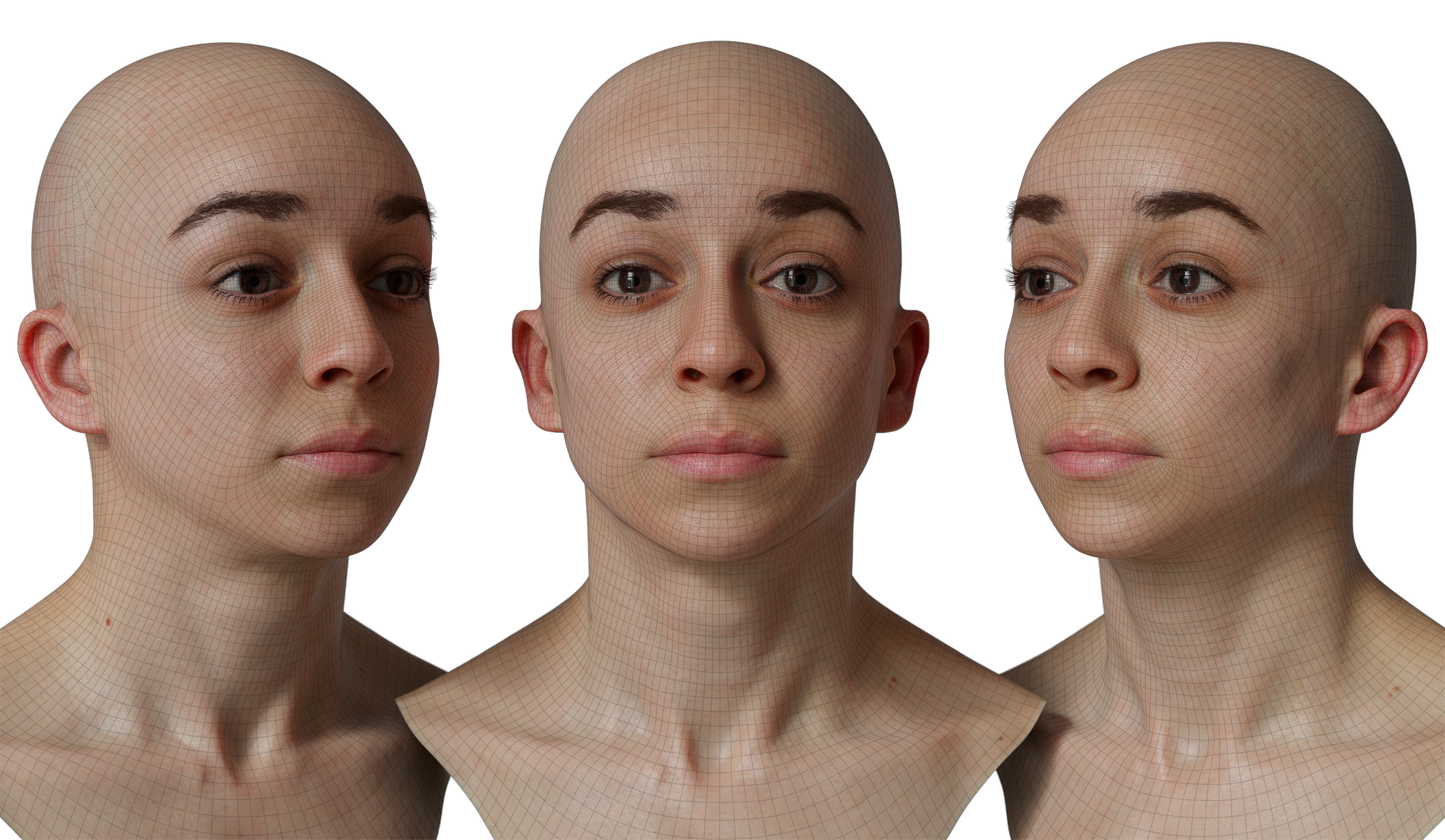 HD Female 3D Head Model 32