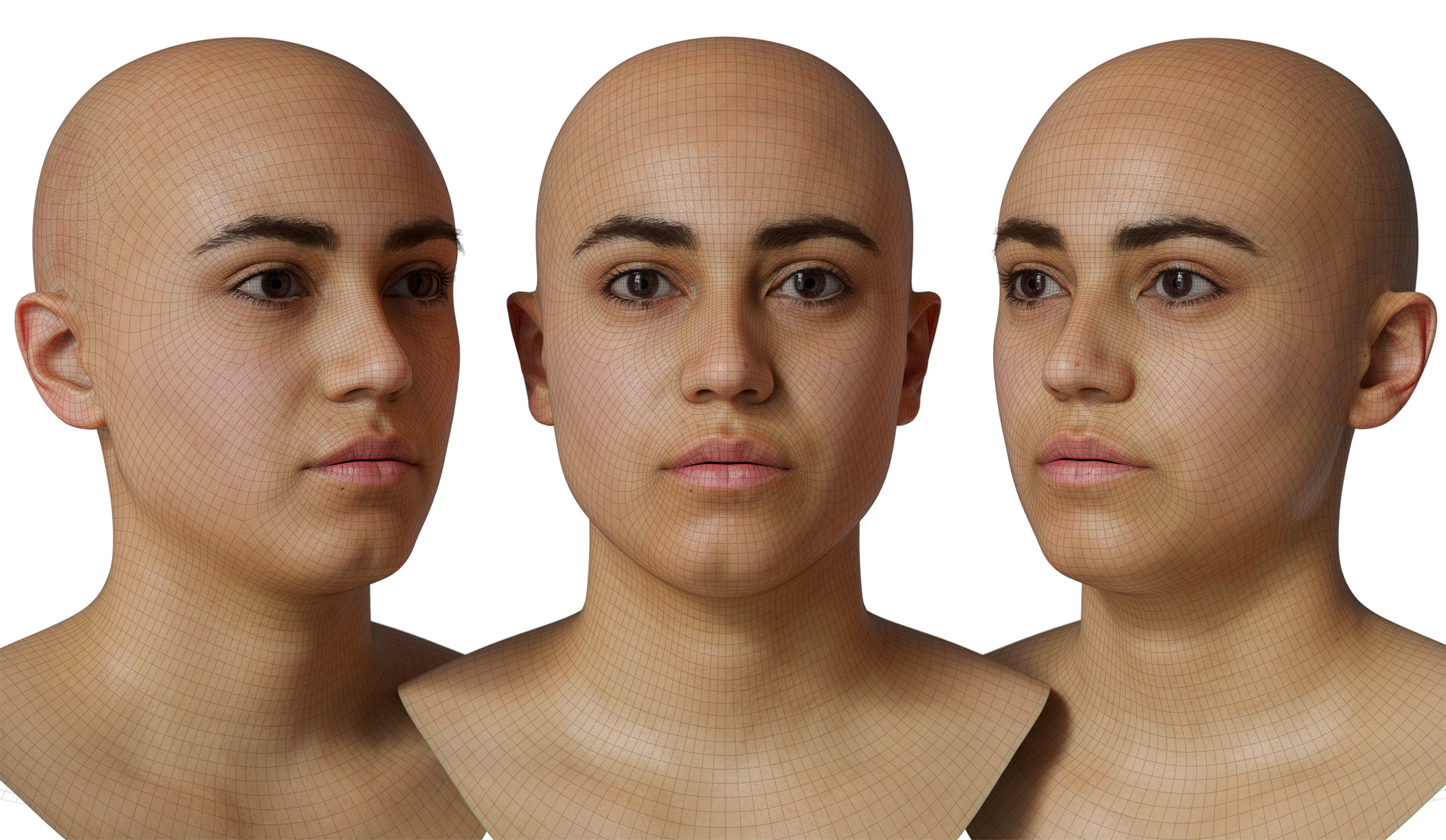 HD Female 3D Head Model 35