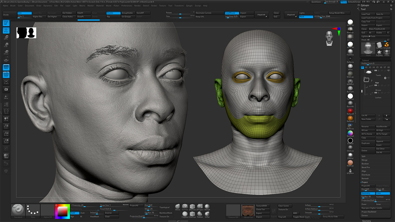 HD Female 3D Head Model 38