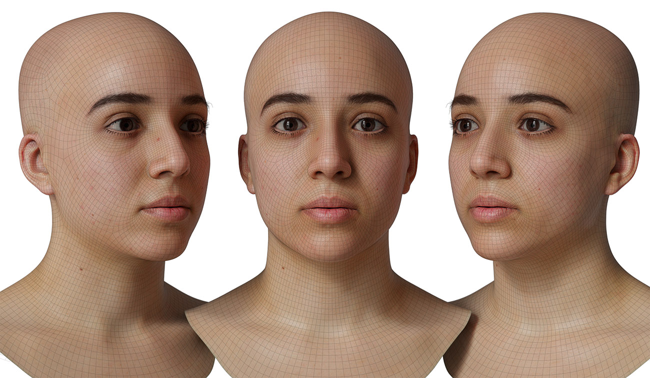 HD Female 3D Head Model 50