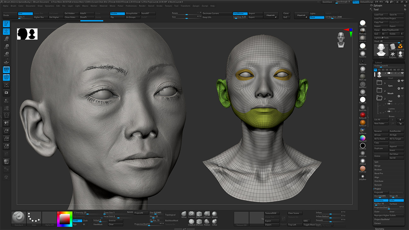 HD Female 3D Head Model 55