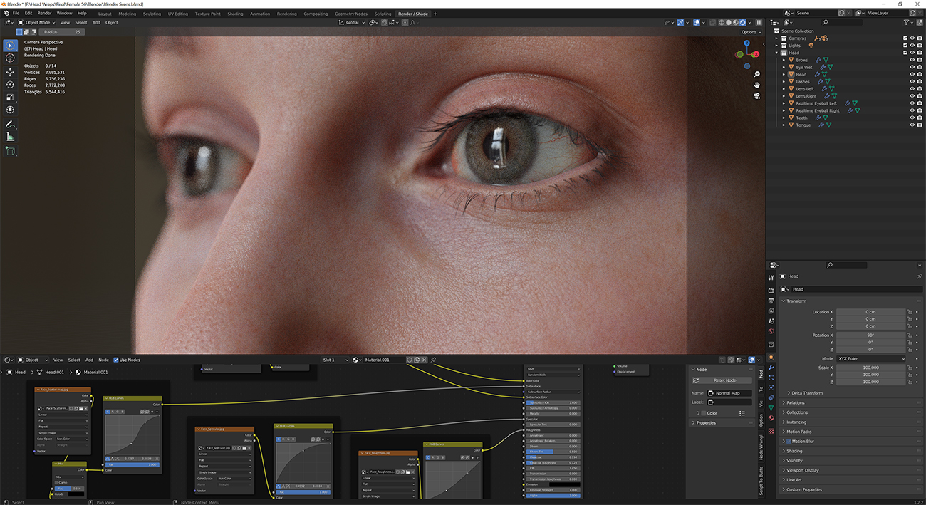 HD Female 3D Head Model 56
