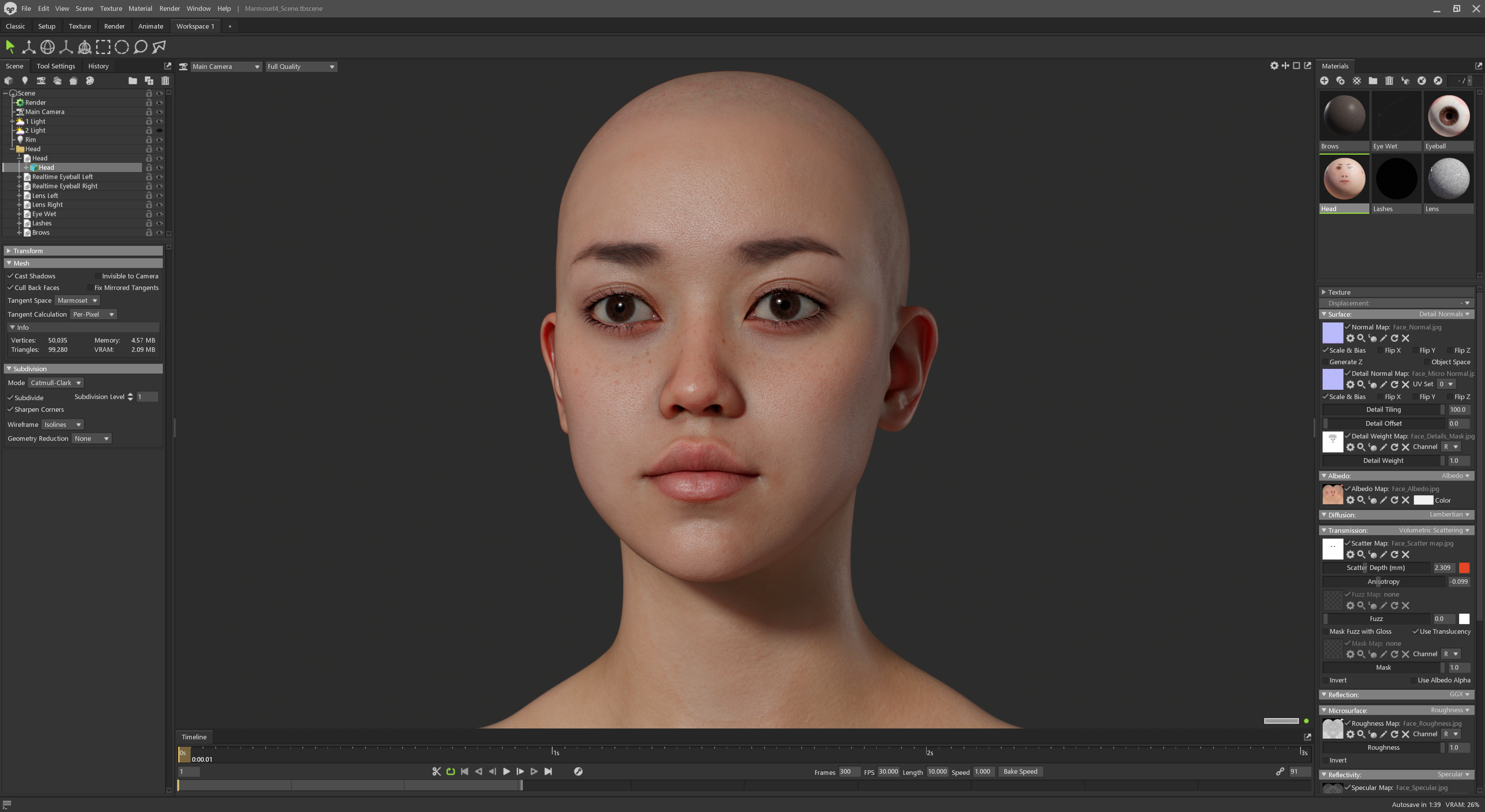 HD Female 3D Head Model 57