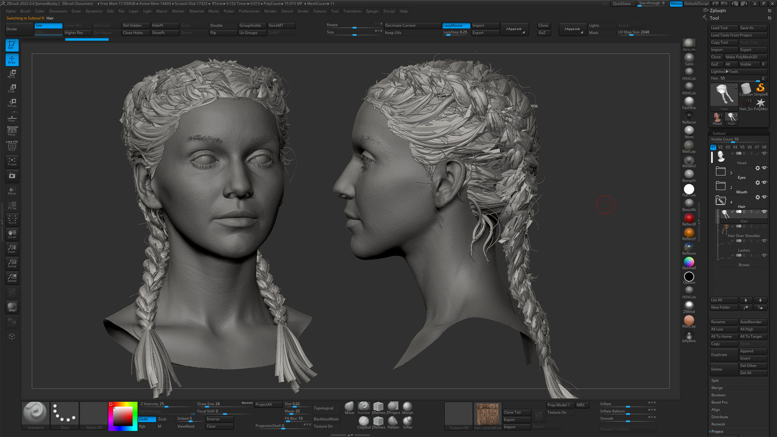 HD Female 3D Head Model 56