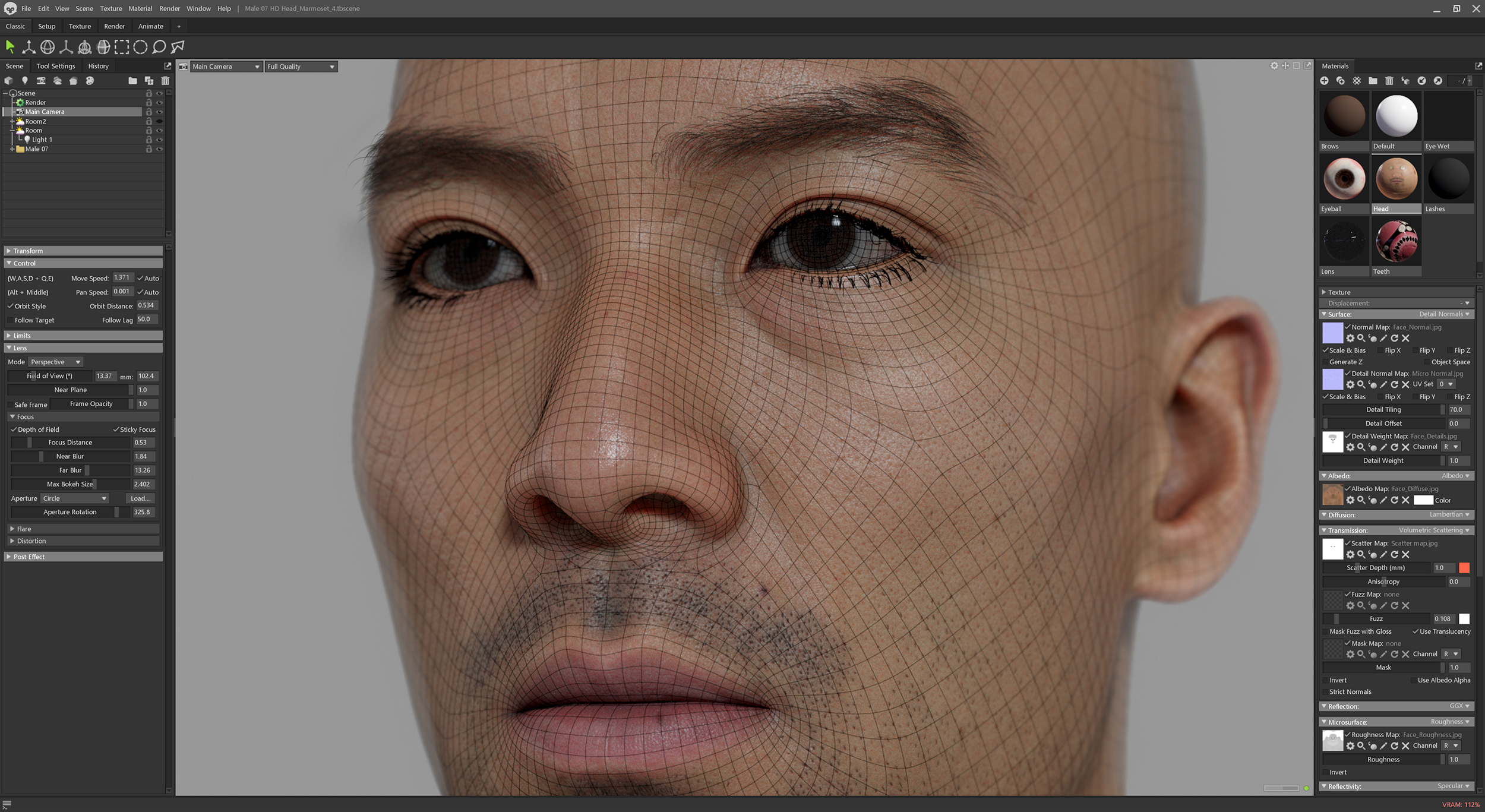 HD Male Head Model 07
