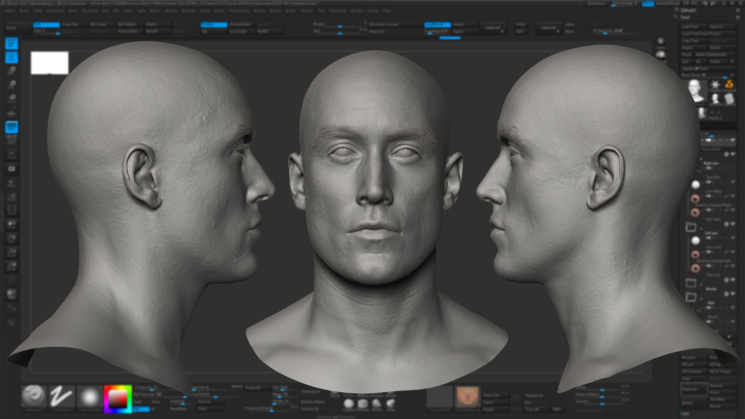 HD Male Head Model 10