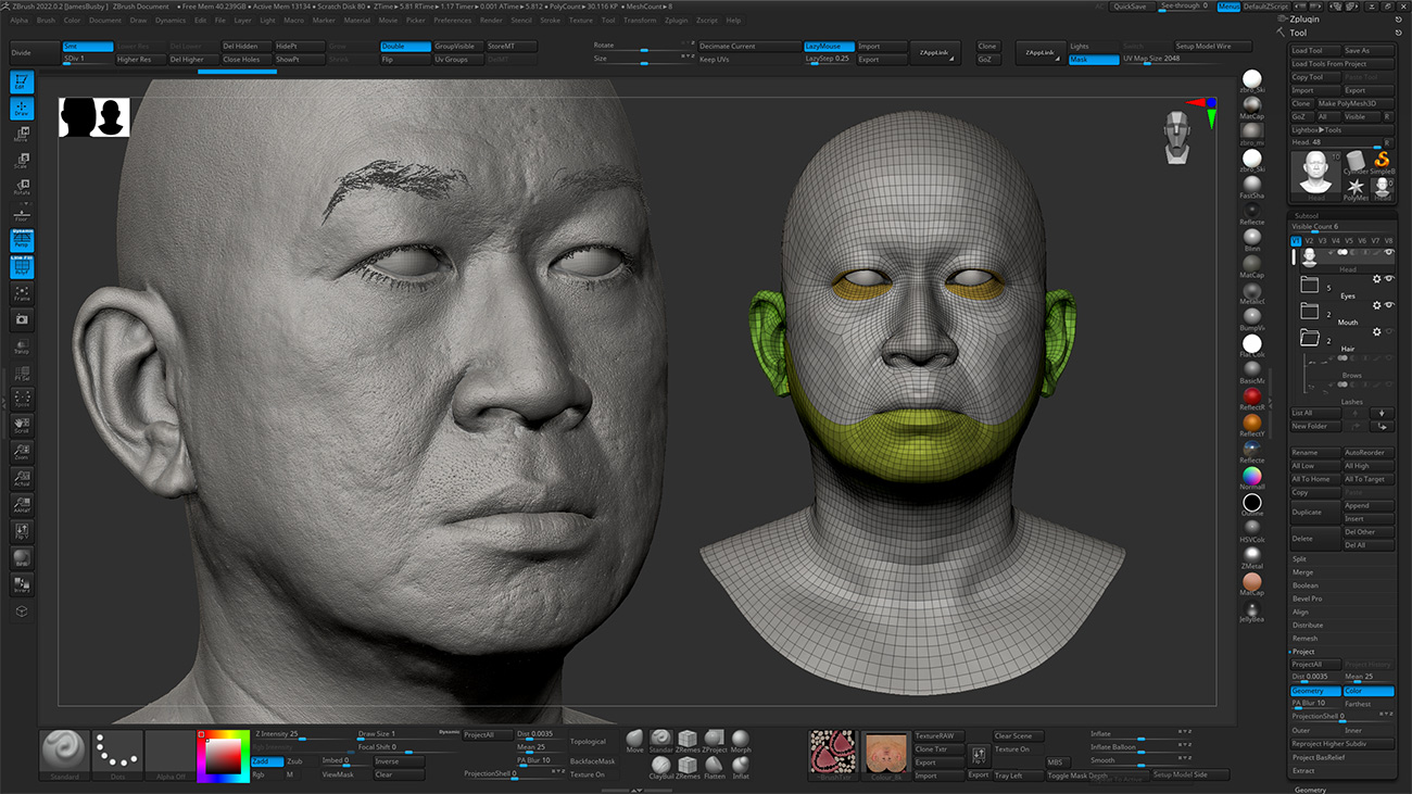 HD Male 3D Head Model 34
