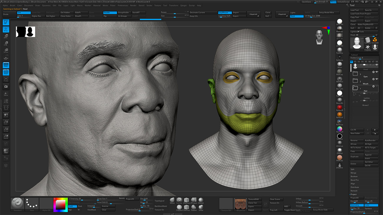 HD Male 3D Head Model 37