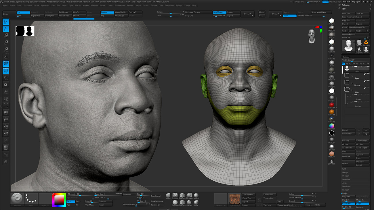 HD Male 3D Head Model 43