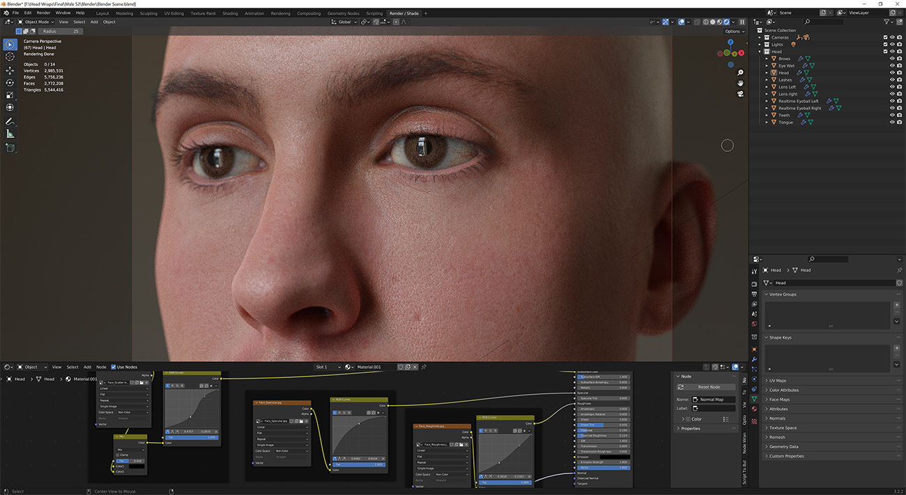 HD Male 3D Head Model 52