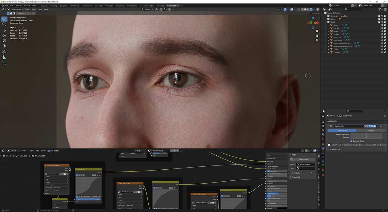 HD Male 3D Head Model 53