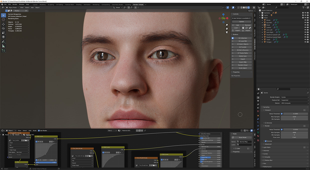 HD Male 3D Head Model 54
