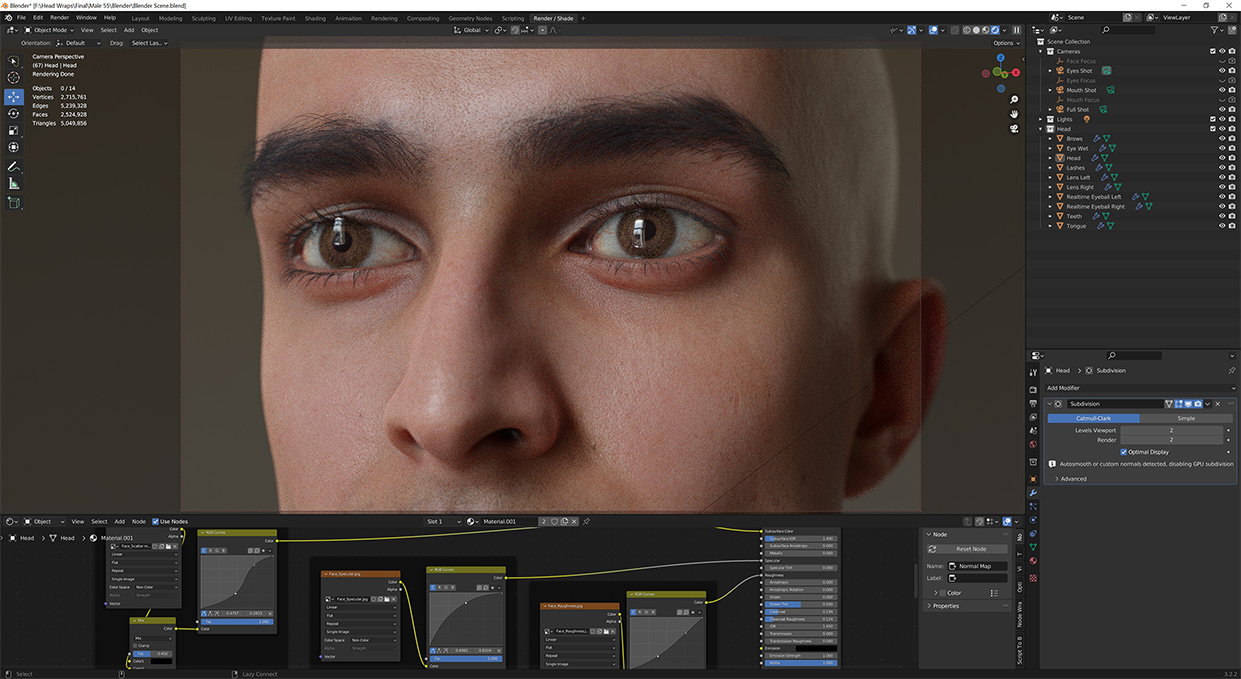 HD Male 3D Head Model 55