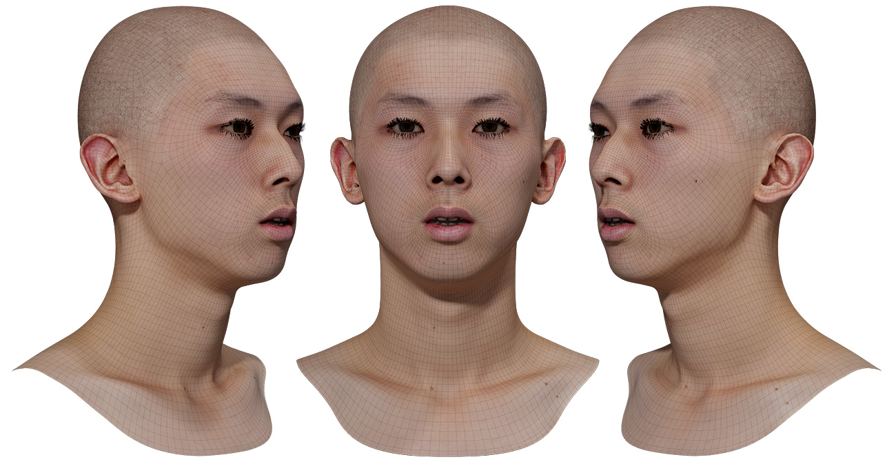 Male 3D model / Retopologised Head Scan 018