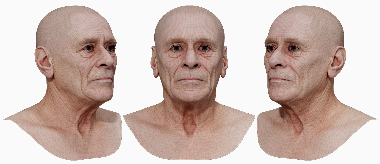 Male 3D model / Retopologised Head Scan 025