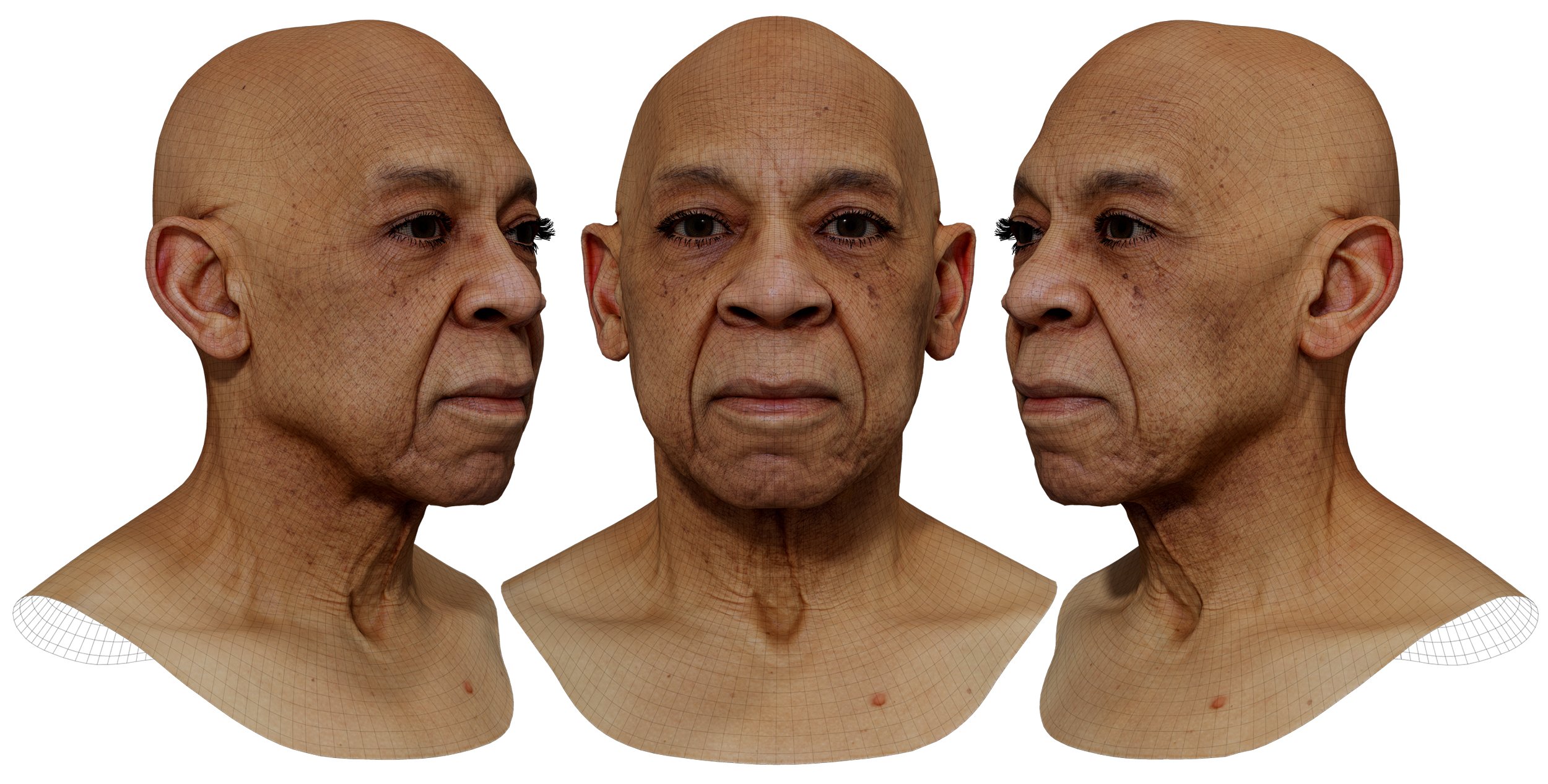 Male 3D model / Retopologised Head Scan 027