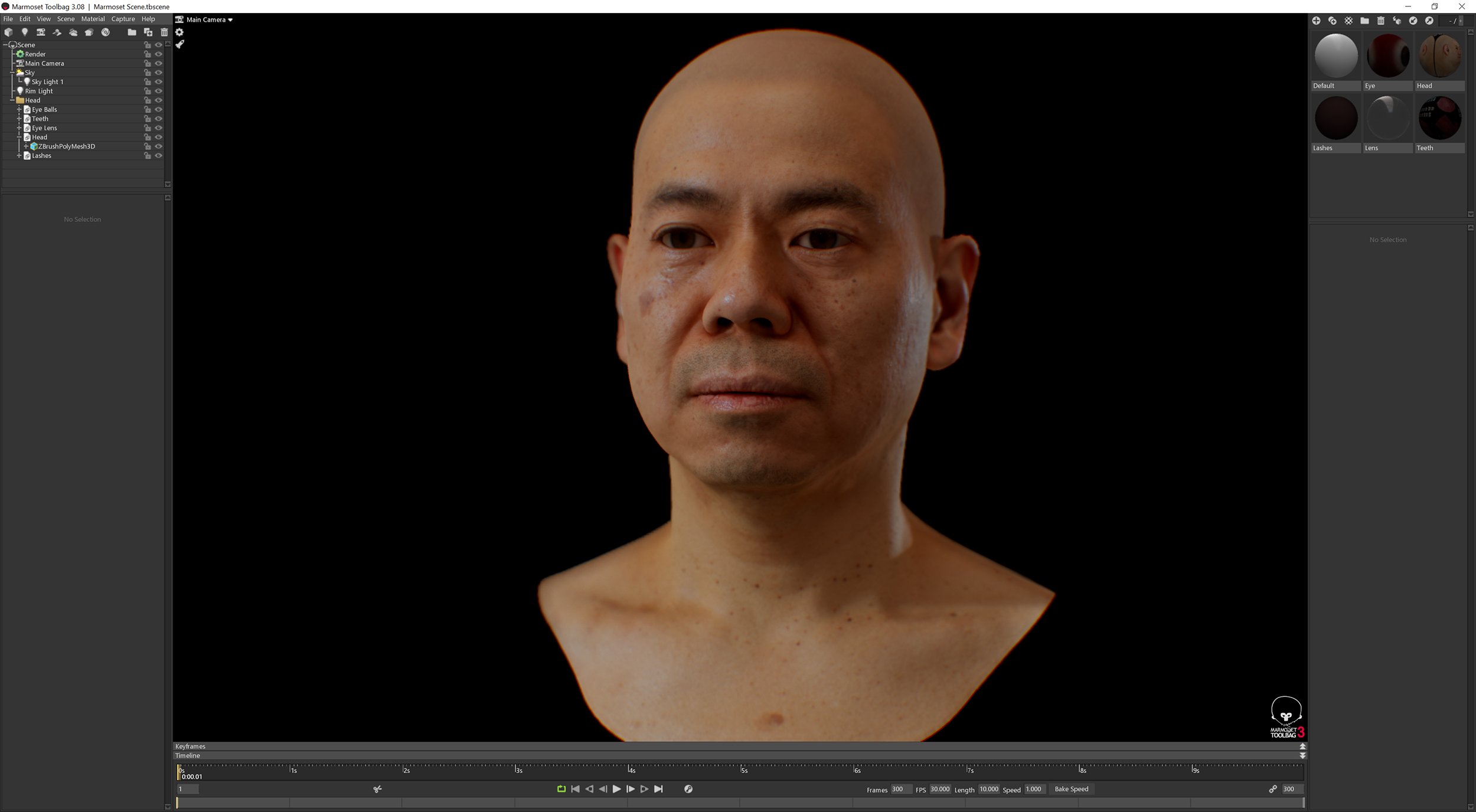 Male 3D model / Retopologised Head Scan 29
