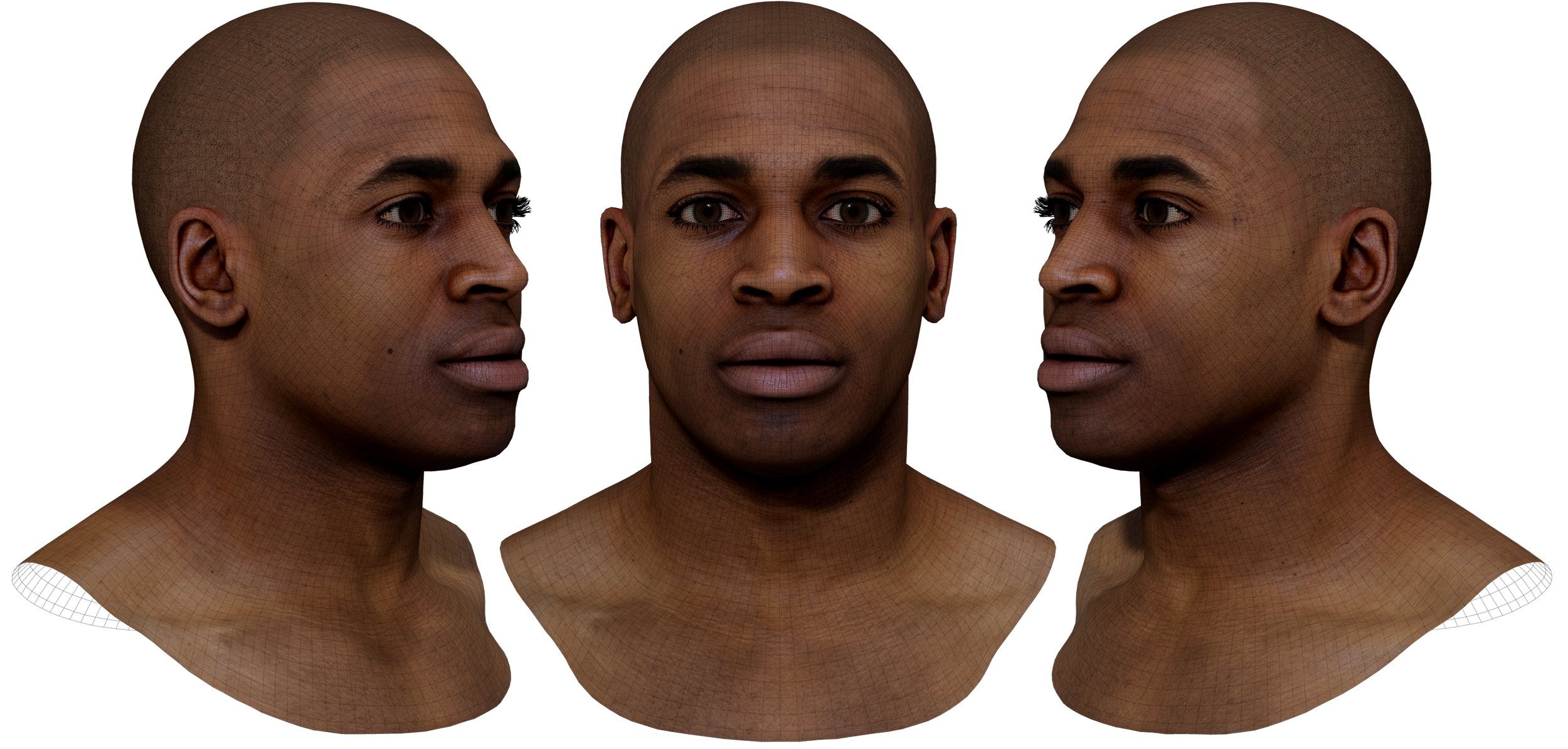 Male 3D model / Retopologised Head Scan 31