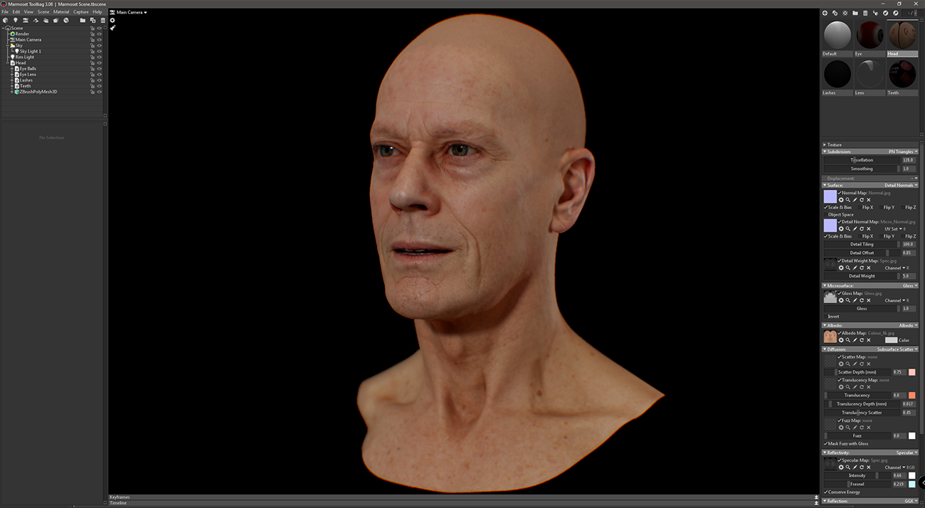 Male 3D model / Retopologised Head Scan 33