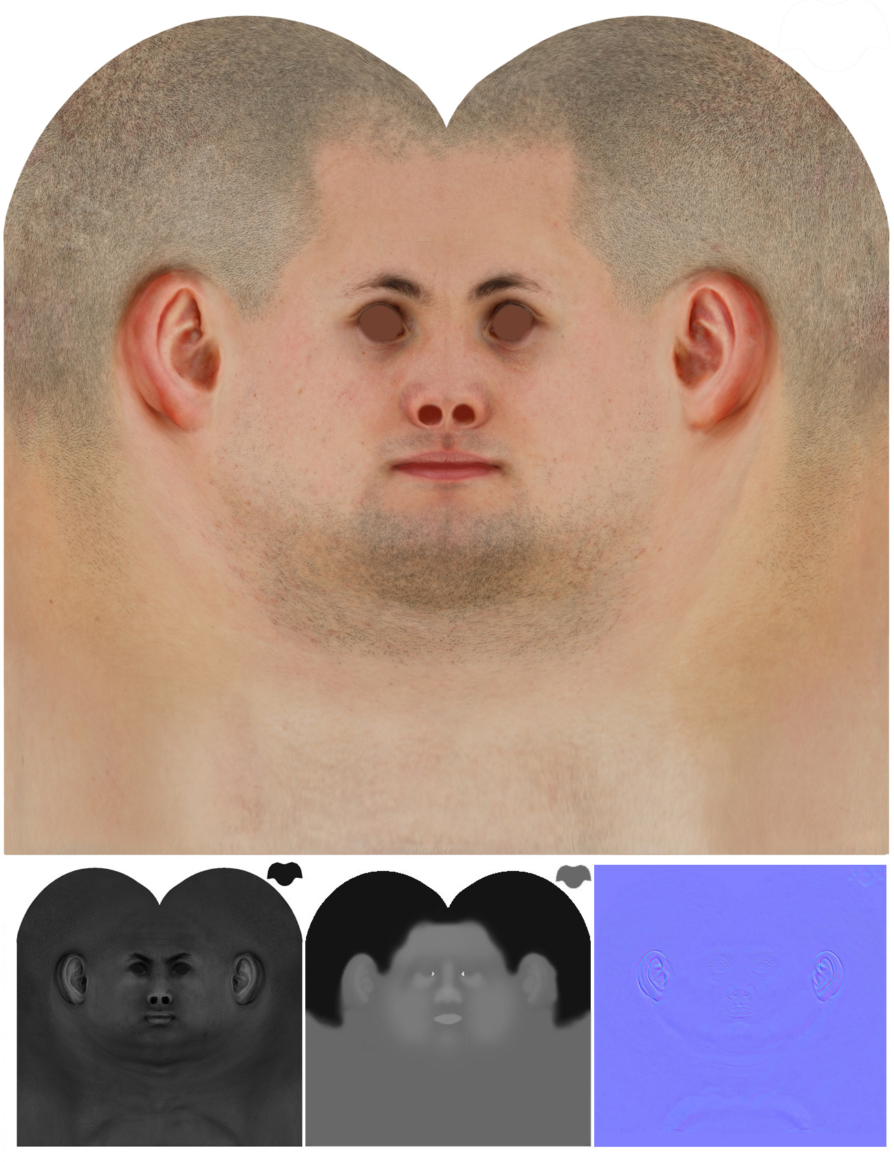 Male 3D model / Retopologised Head Scan 34
