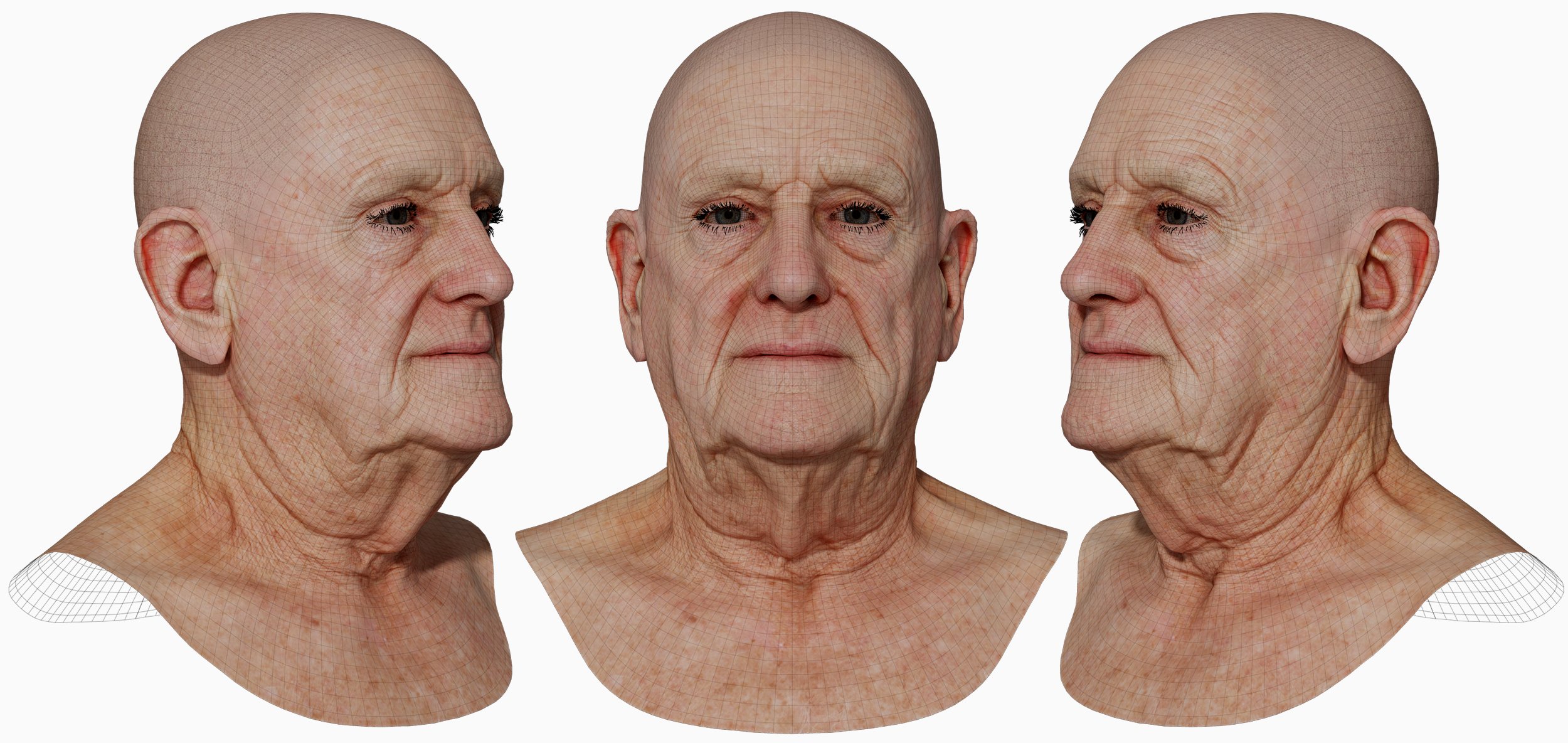 Male 3D model / Retopologised Head Scan 35
