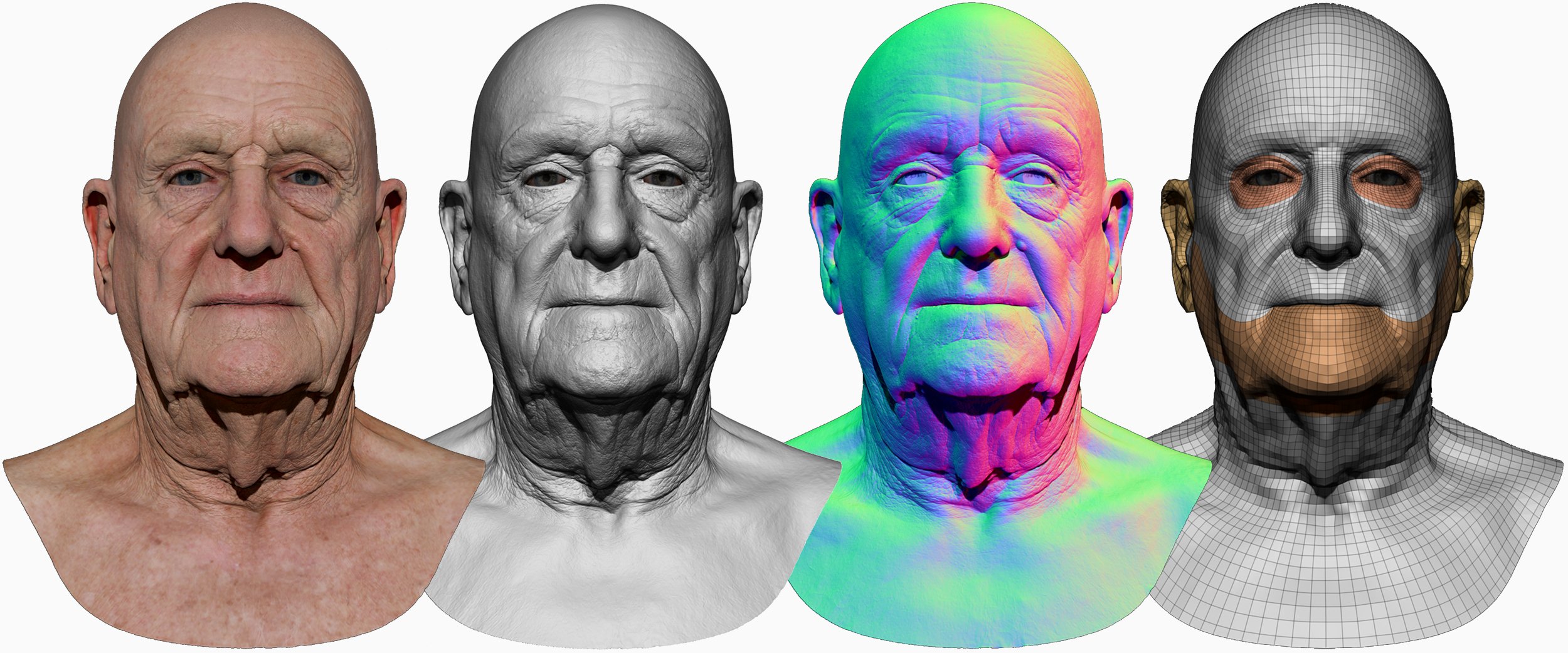 Male 3D model / Retopologised Head Scan 35