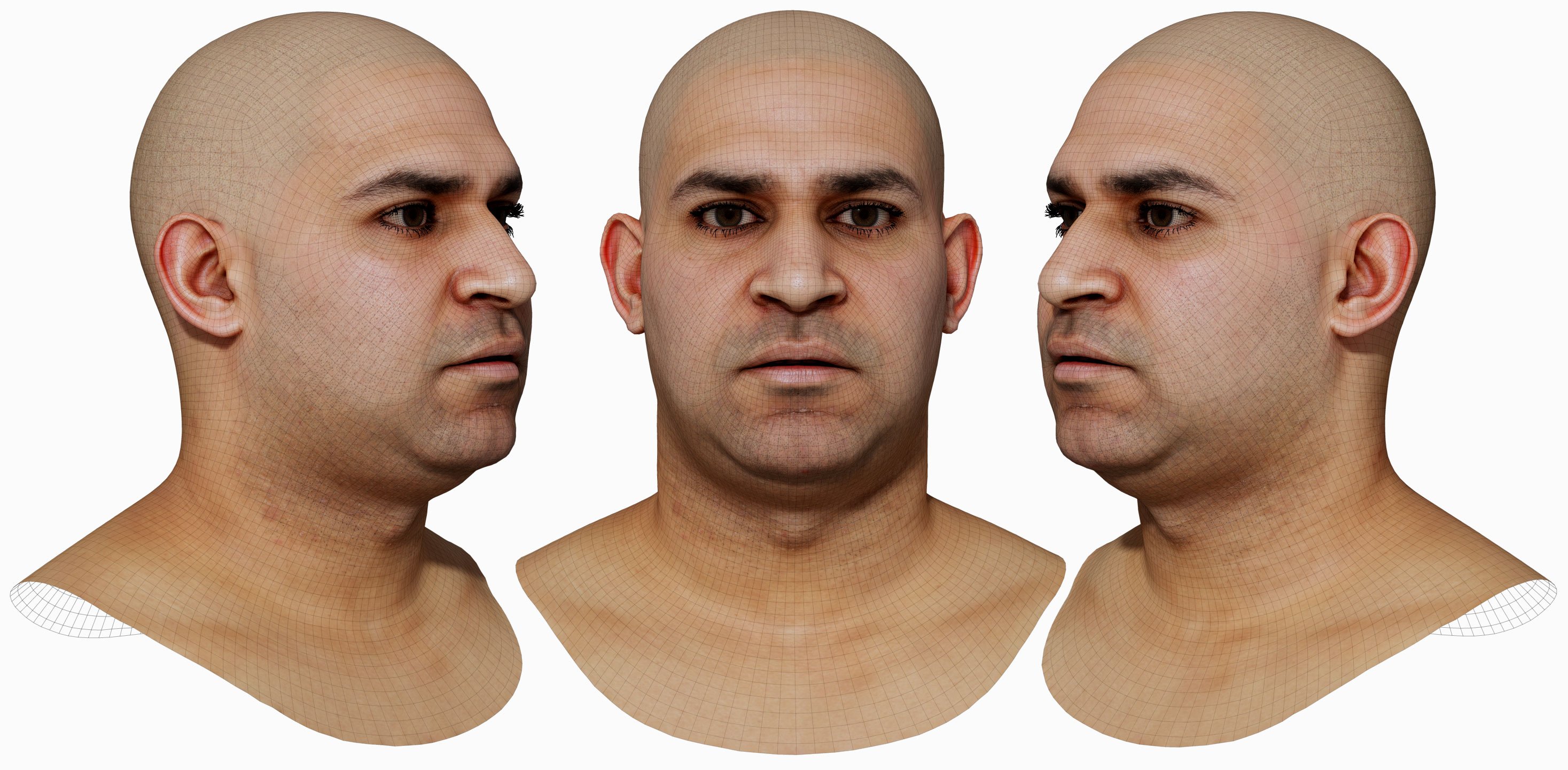 Male 3D model / Retopologised Head Scan 37