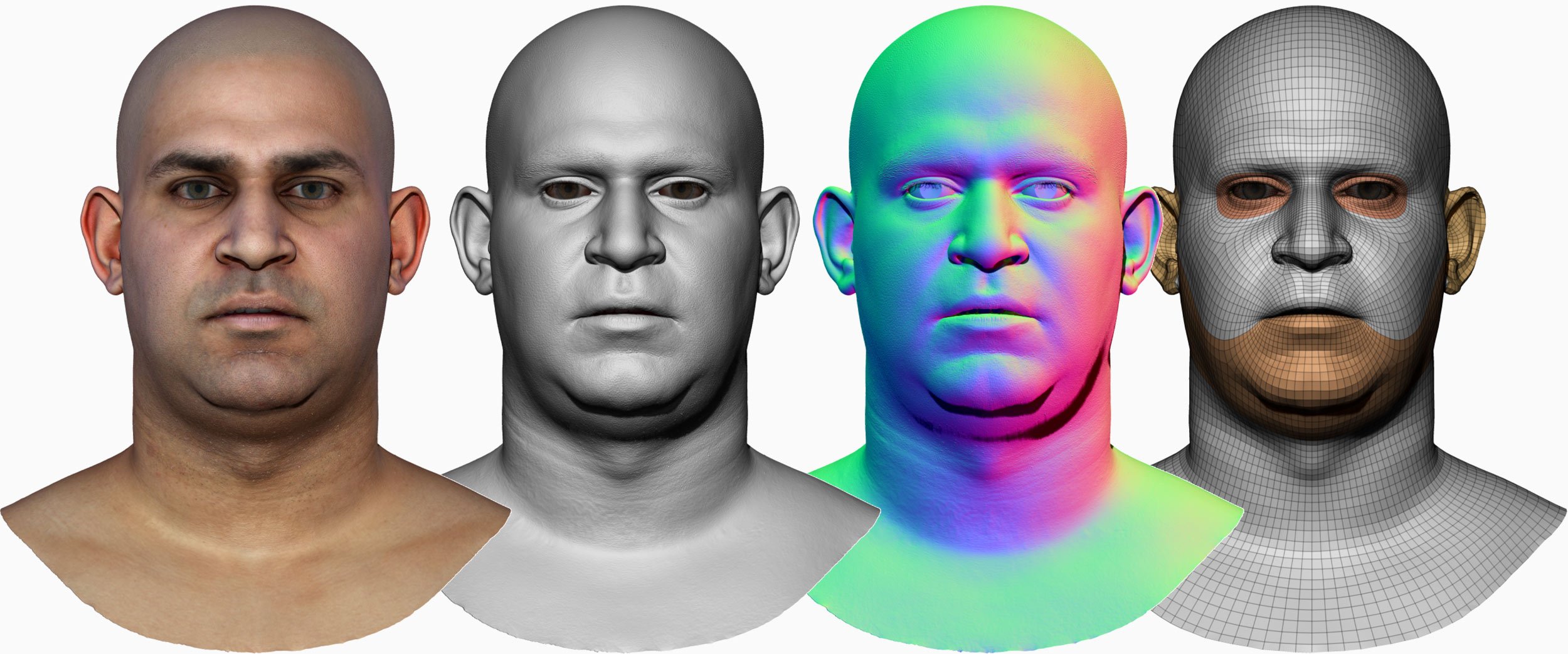 Male 3D model / Retopologised Head Scan 37