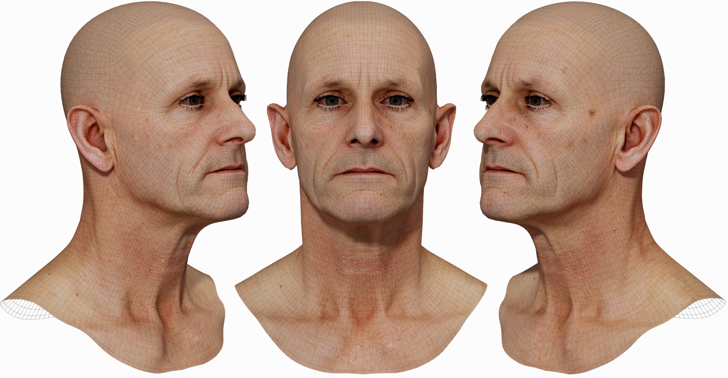 Male 3D model / Retopologised Head Scan 38