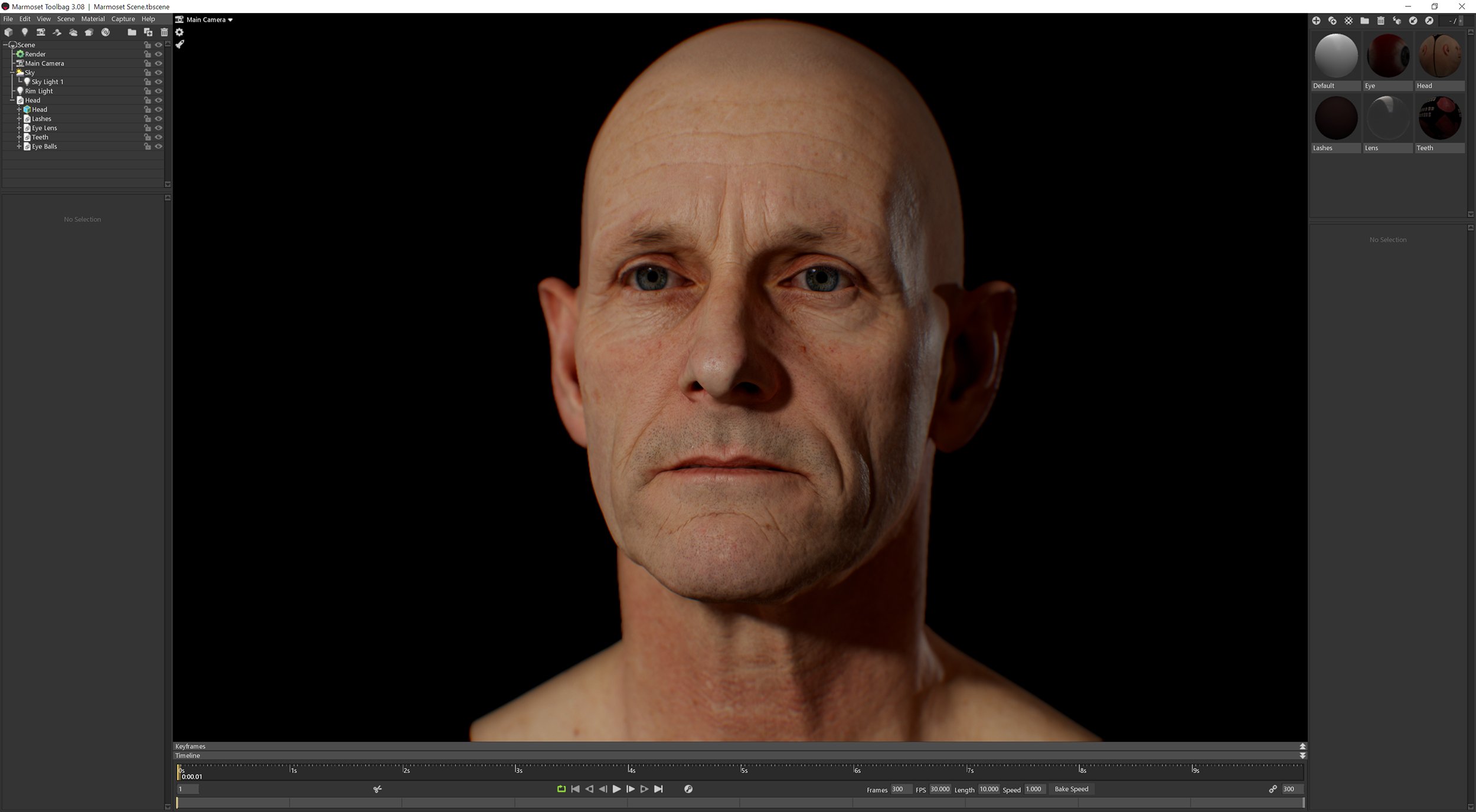 Male 3D model / Retopologised Head Scan 38