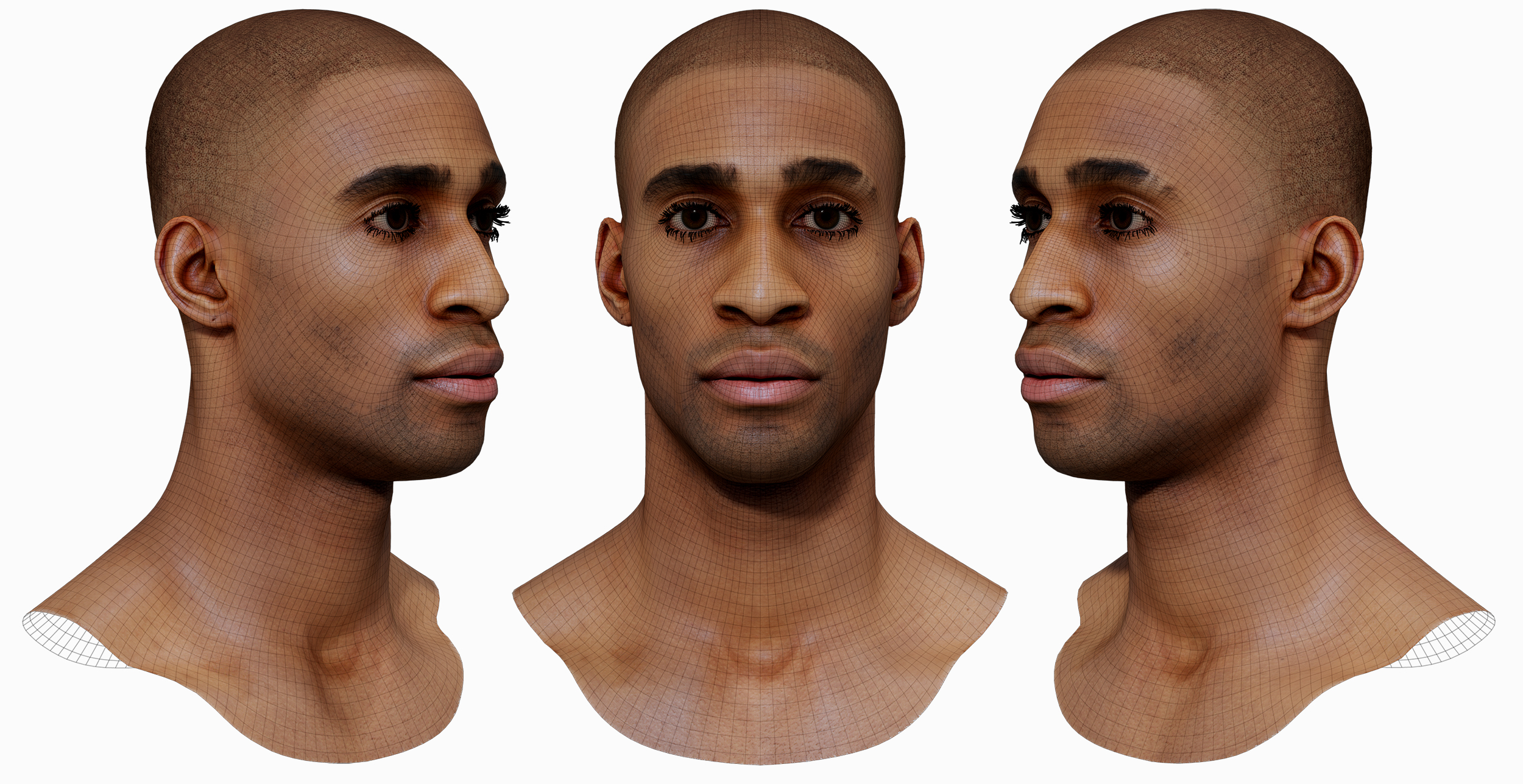 Male 3D model / Retopologised Head Scan 40