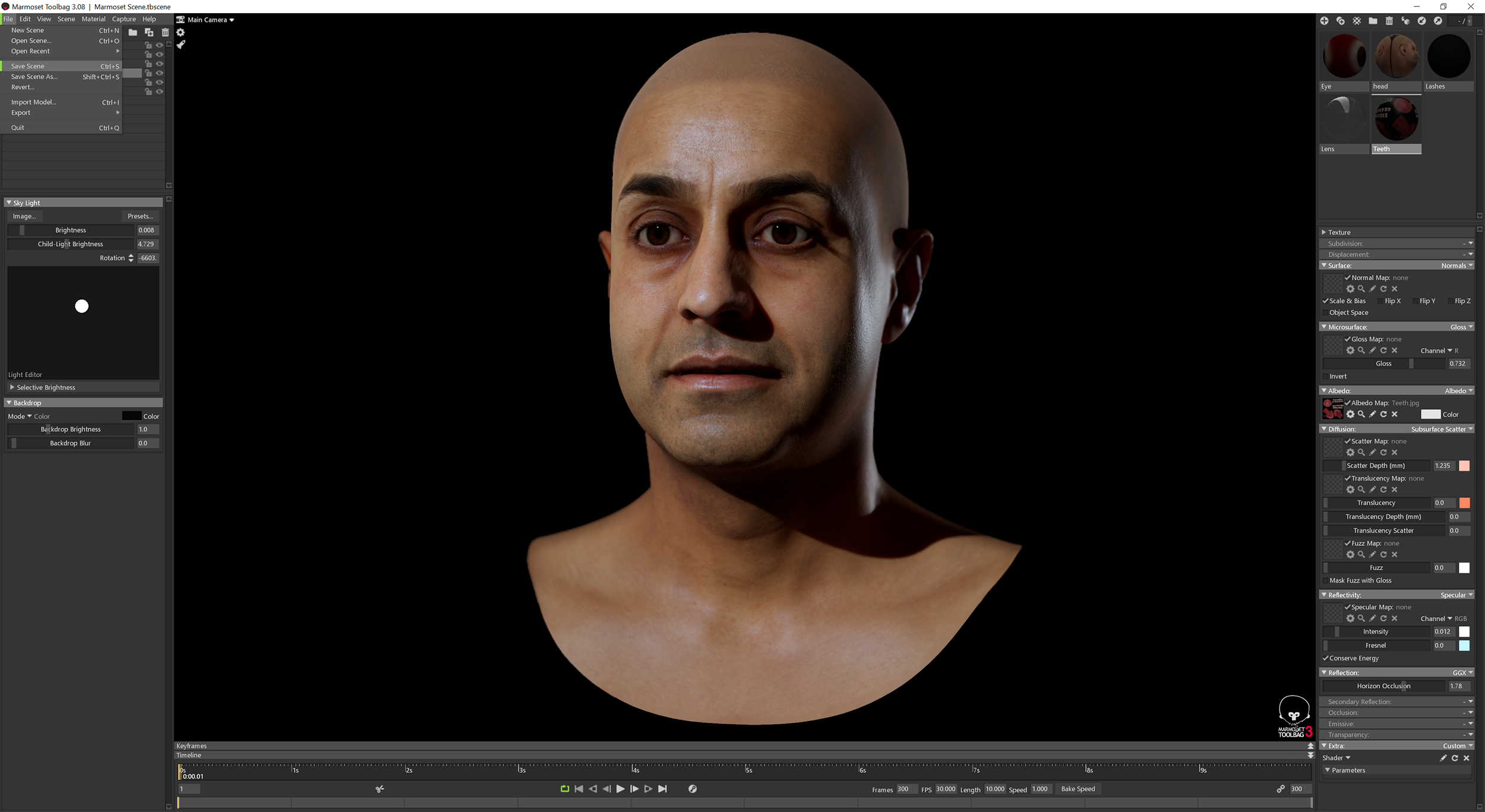 Male 3D model / Retopologised Head Scan 41