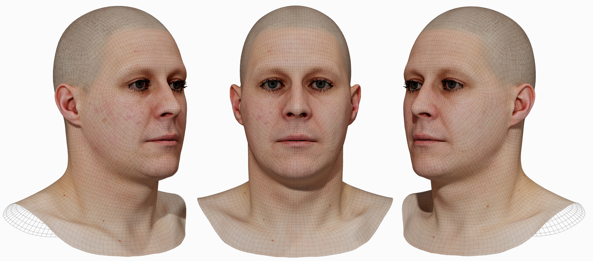 Male 3D model / Retopologised Head Scan 44