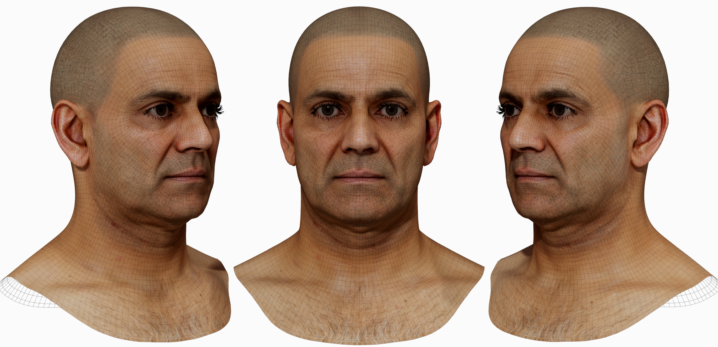 Male 3D model / Retopologised Head Scan 45