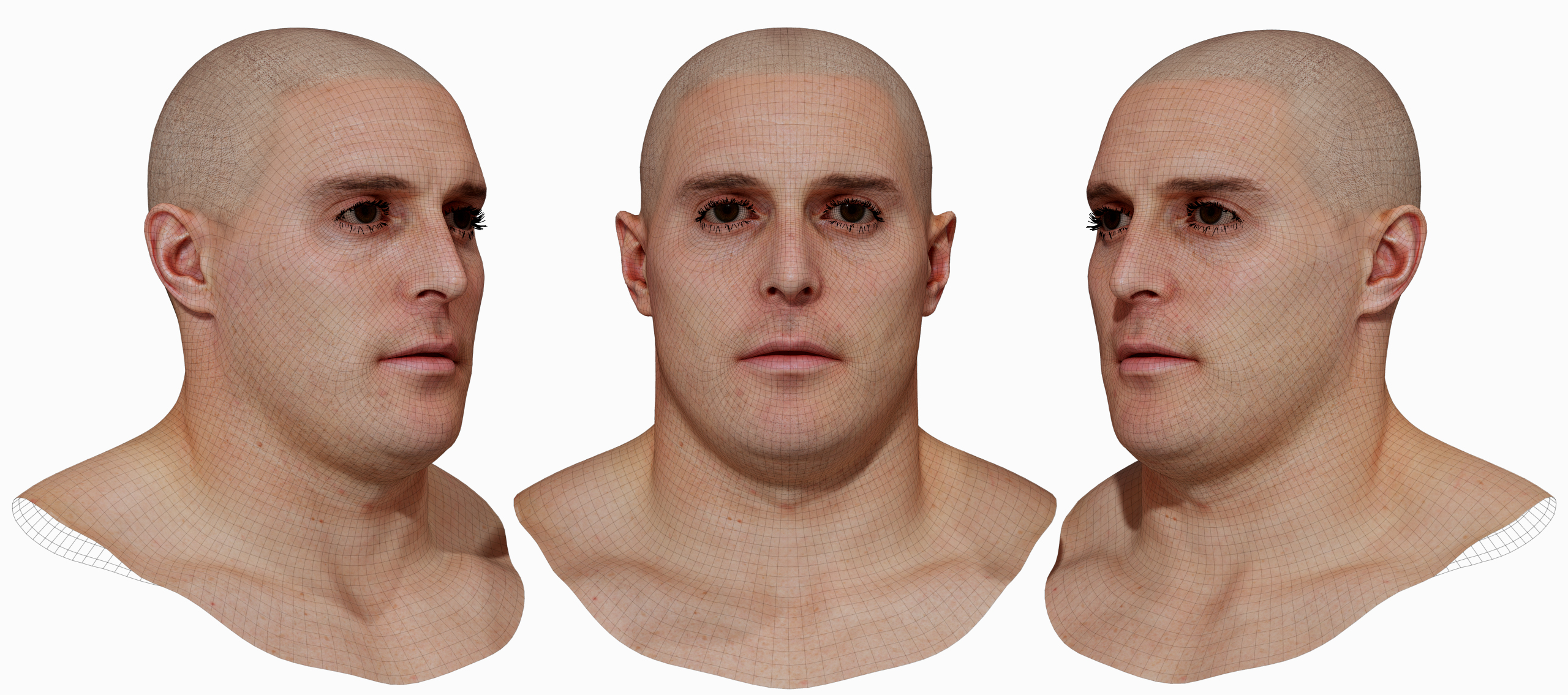 Male 3D model / Retopologised Head Scan 47