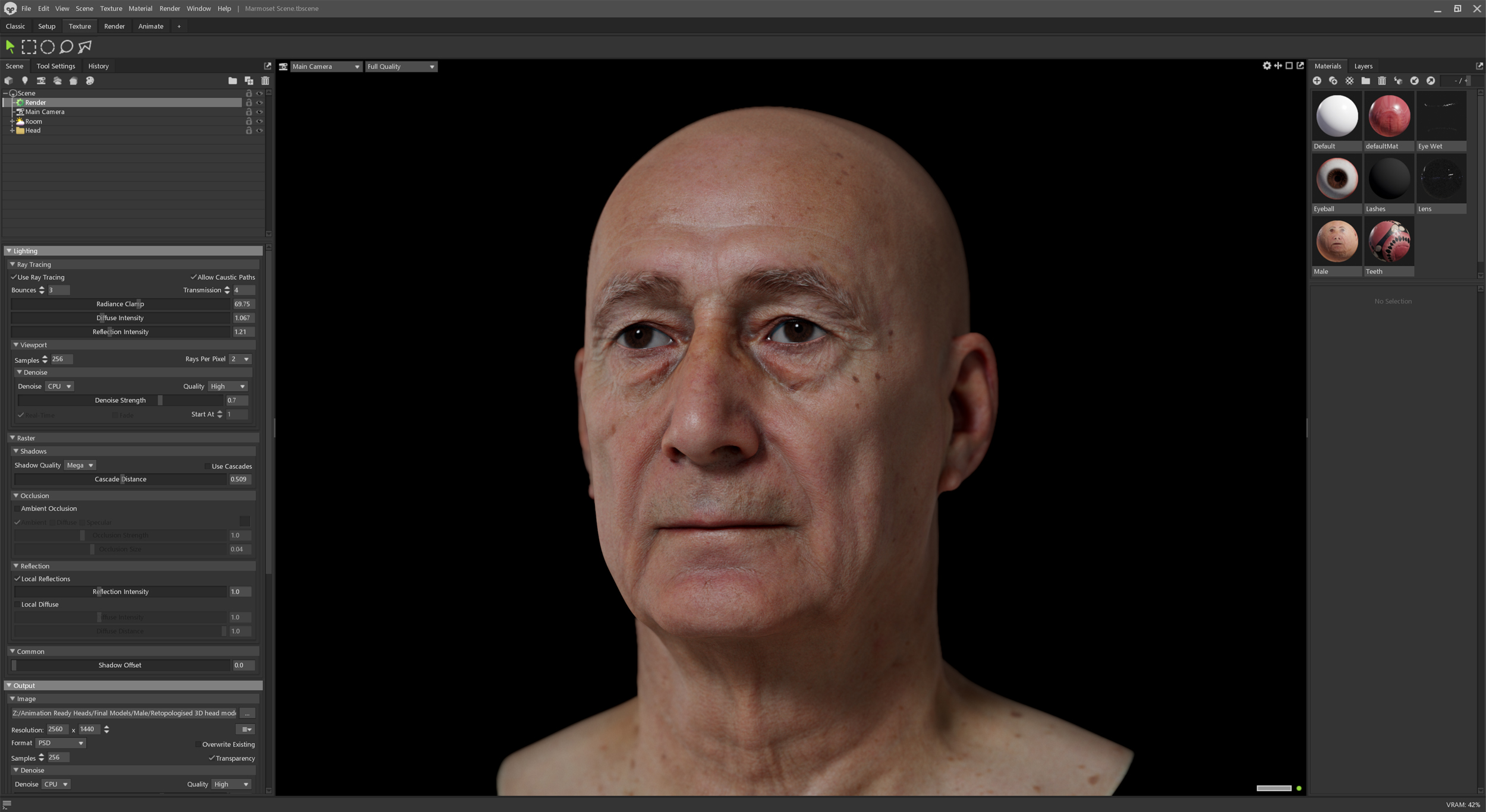 Male 3D model / Retopologised Head Scan 52