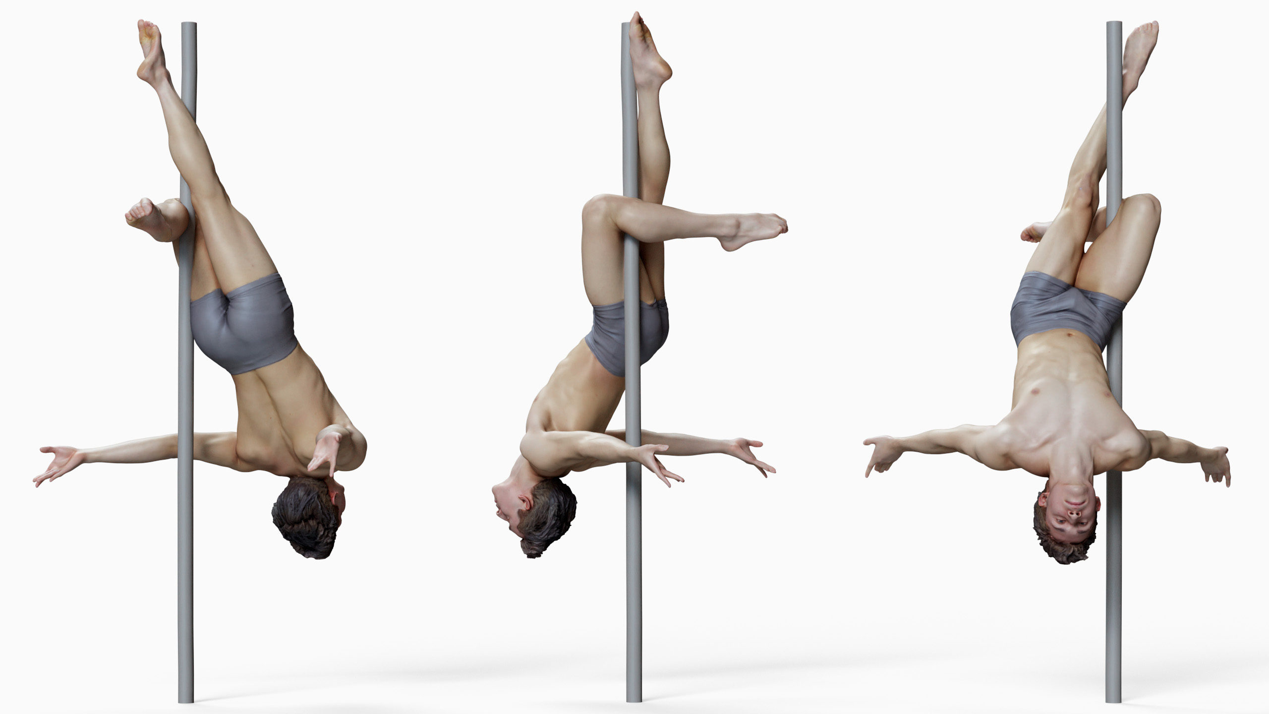 60 x Male pole dancer reference pose pack