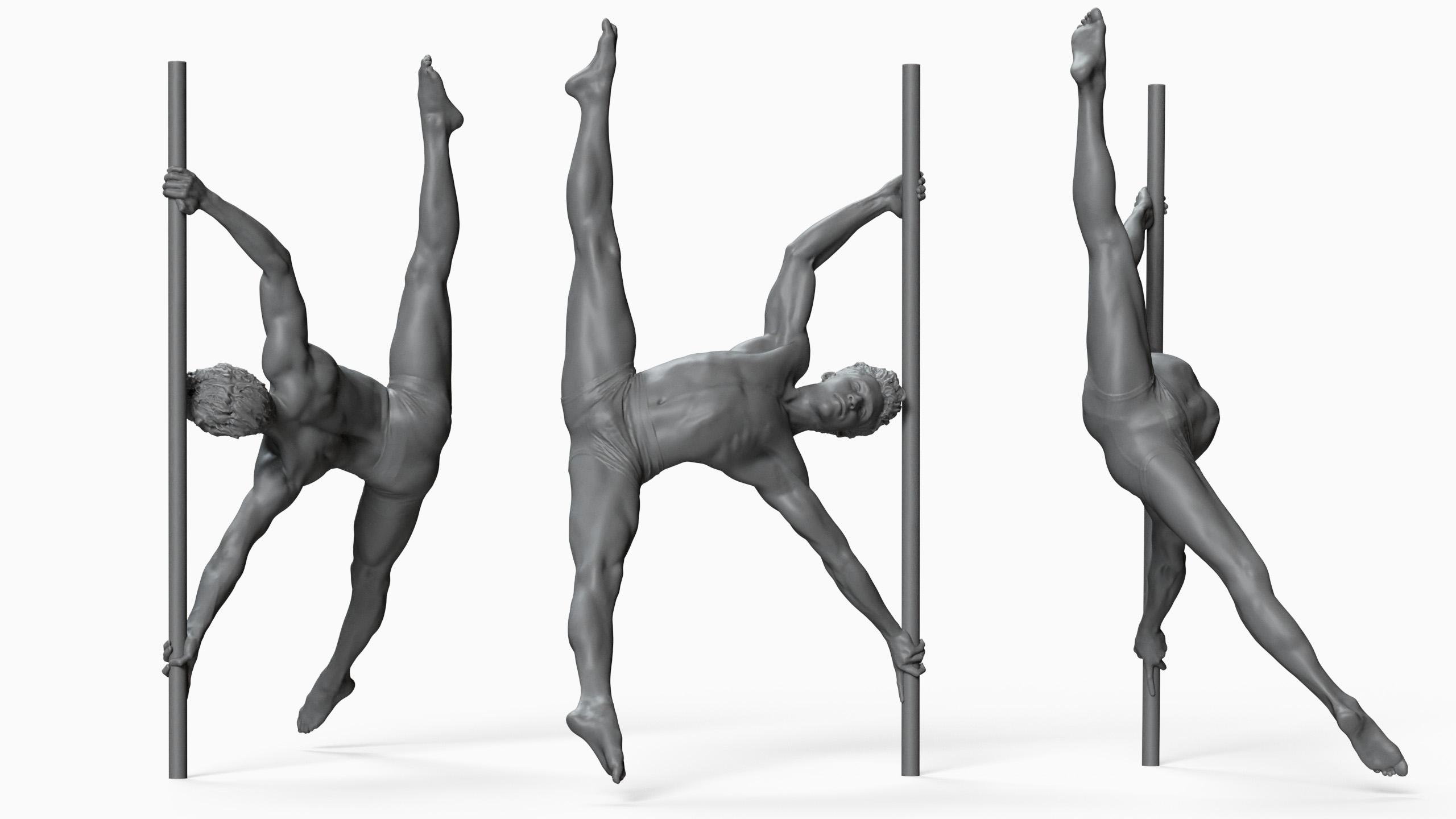 60 x Male pole dancer reference pose pack
