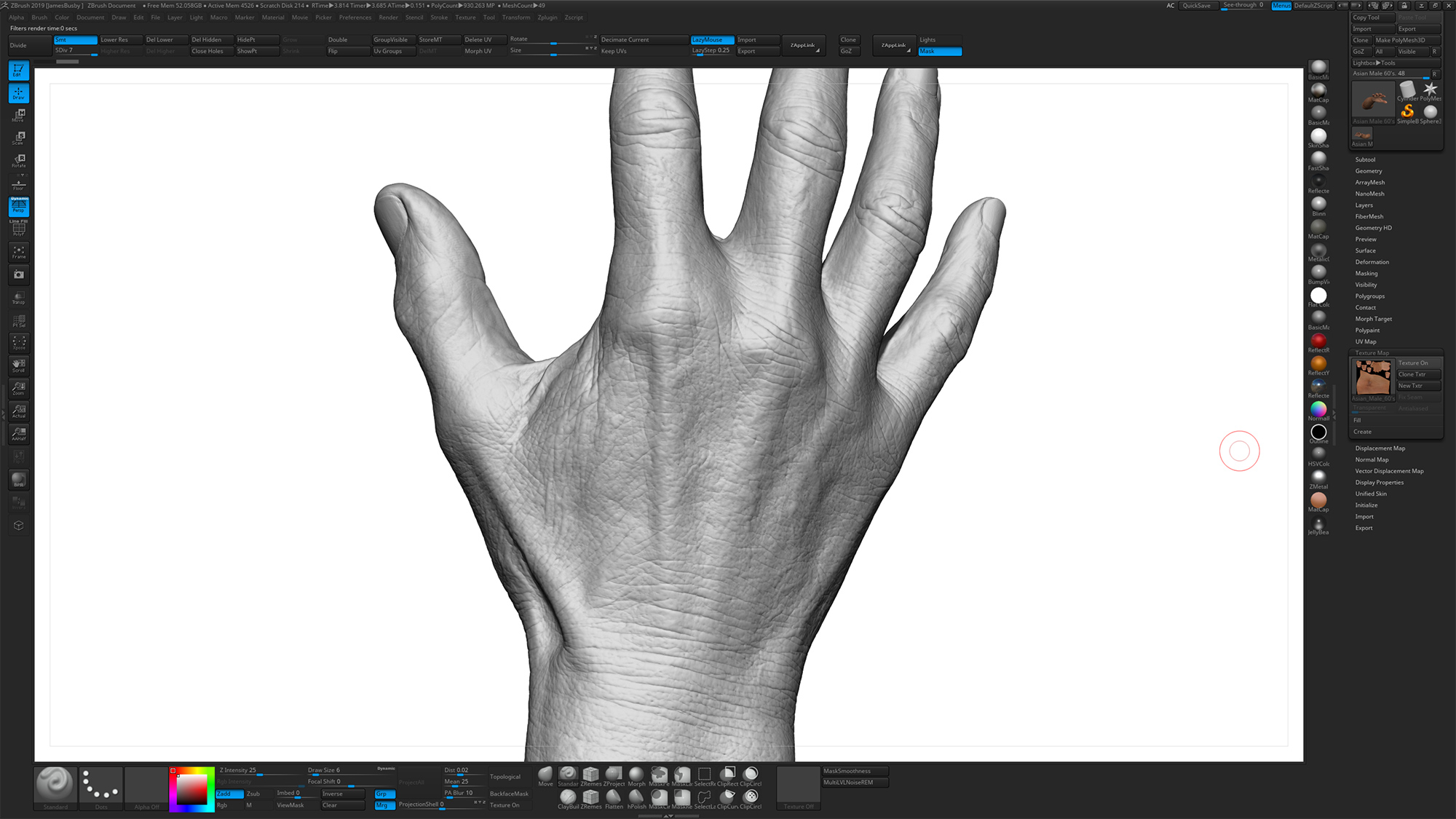 2 x Male And Female 3D Hand Models / Asian 60 Years Old