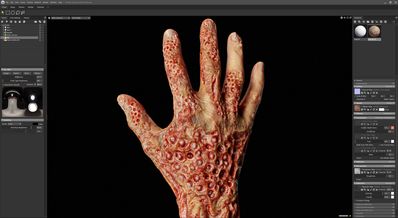 Male Zombie Hand 3D Model | Zbrush, OBJ, FBX + 8K PBR