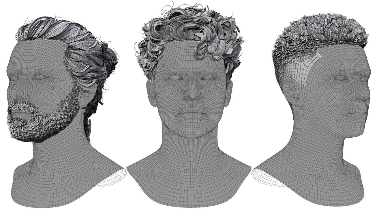 3 x Male Realtime Hair Pack