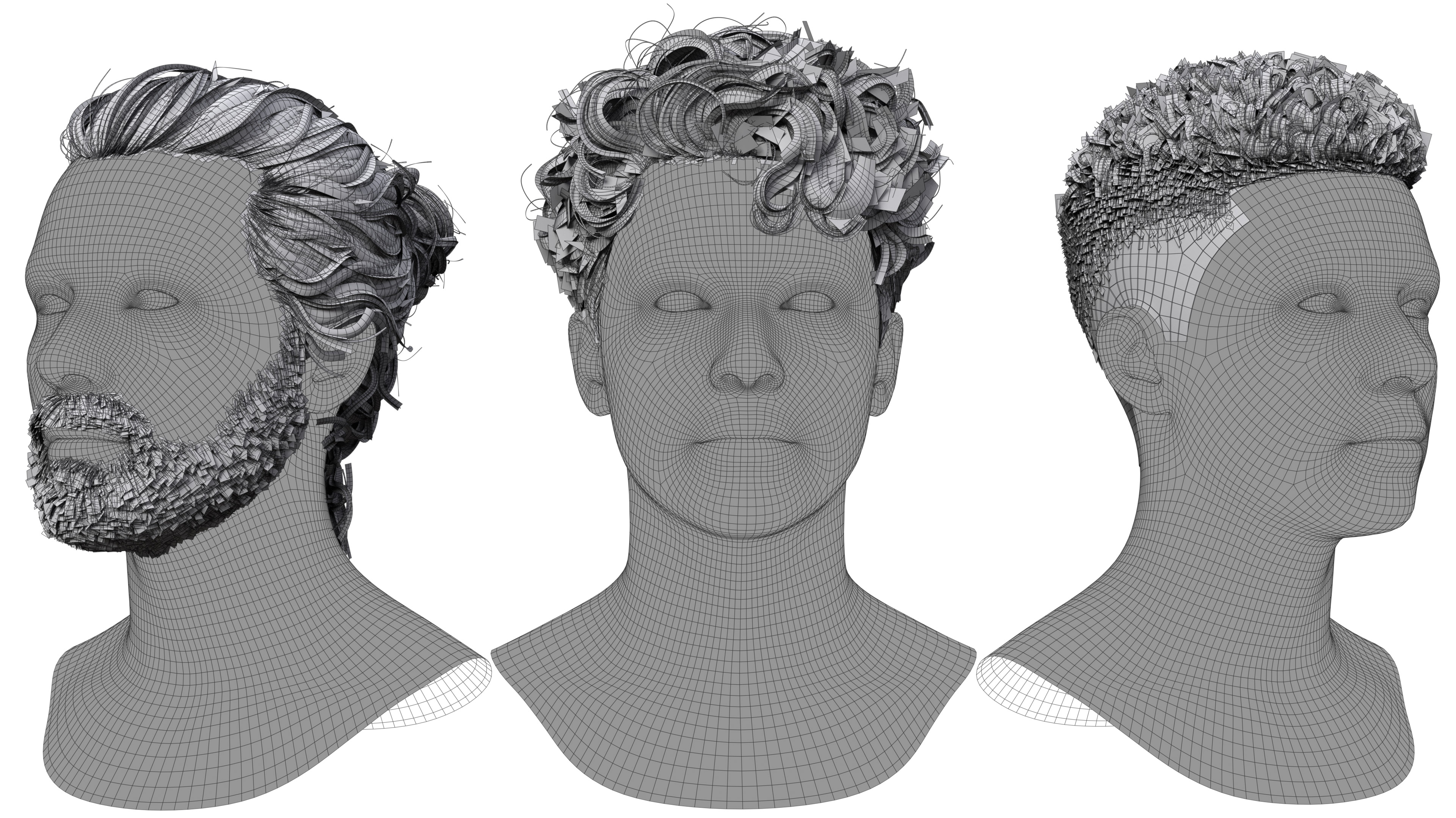 3 x Male Realtime Hair Pack