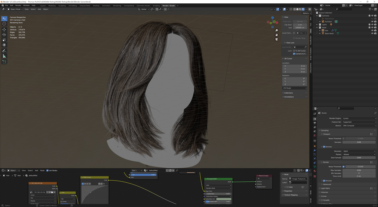 Realtime Hair - Middle Parting
