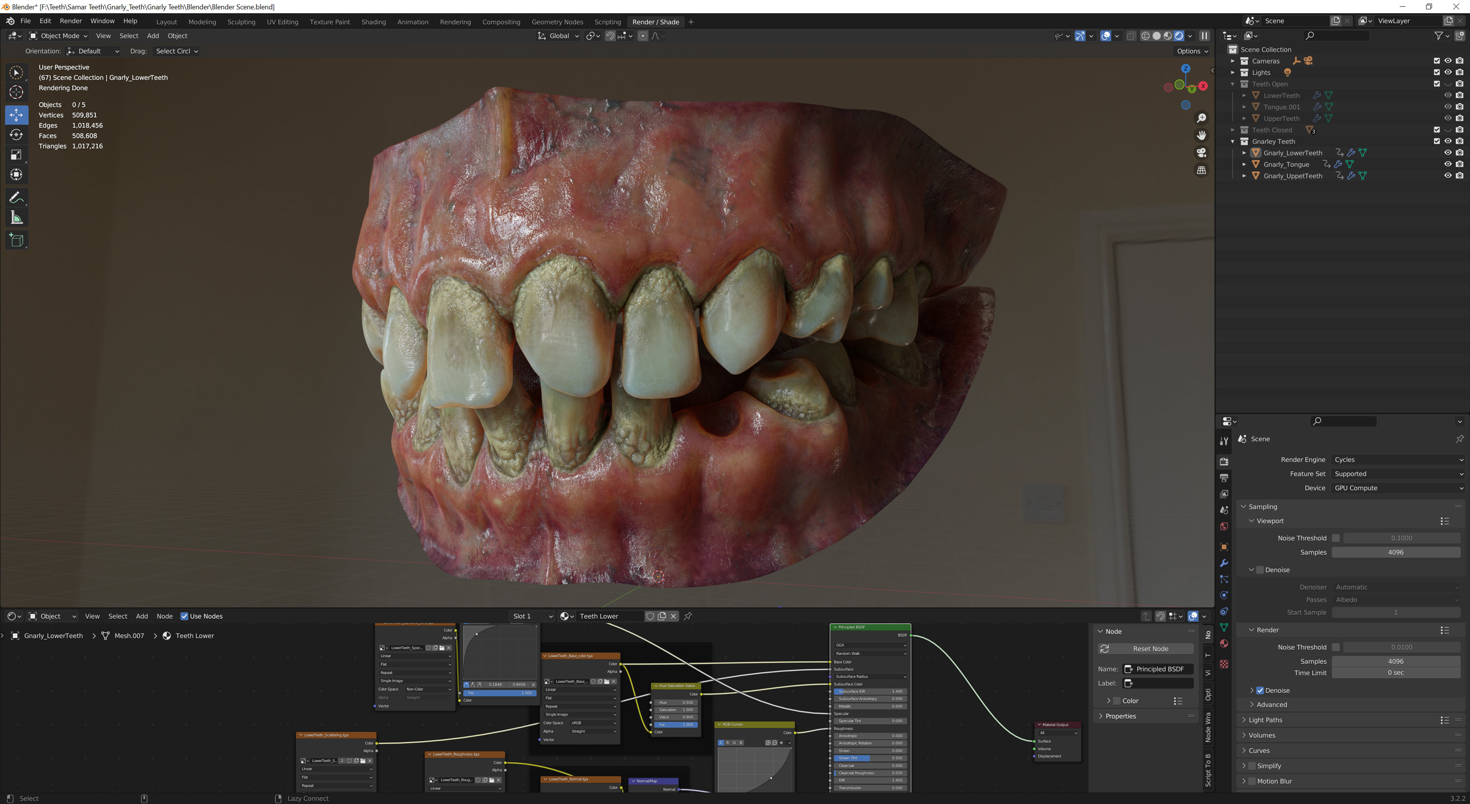 Realistic 3D Gnarly Rotten Teeth Model - Includes Blender, Marmoset ...